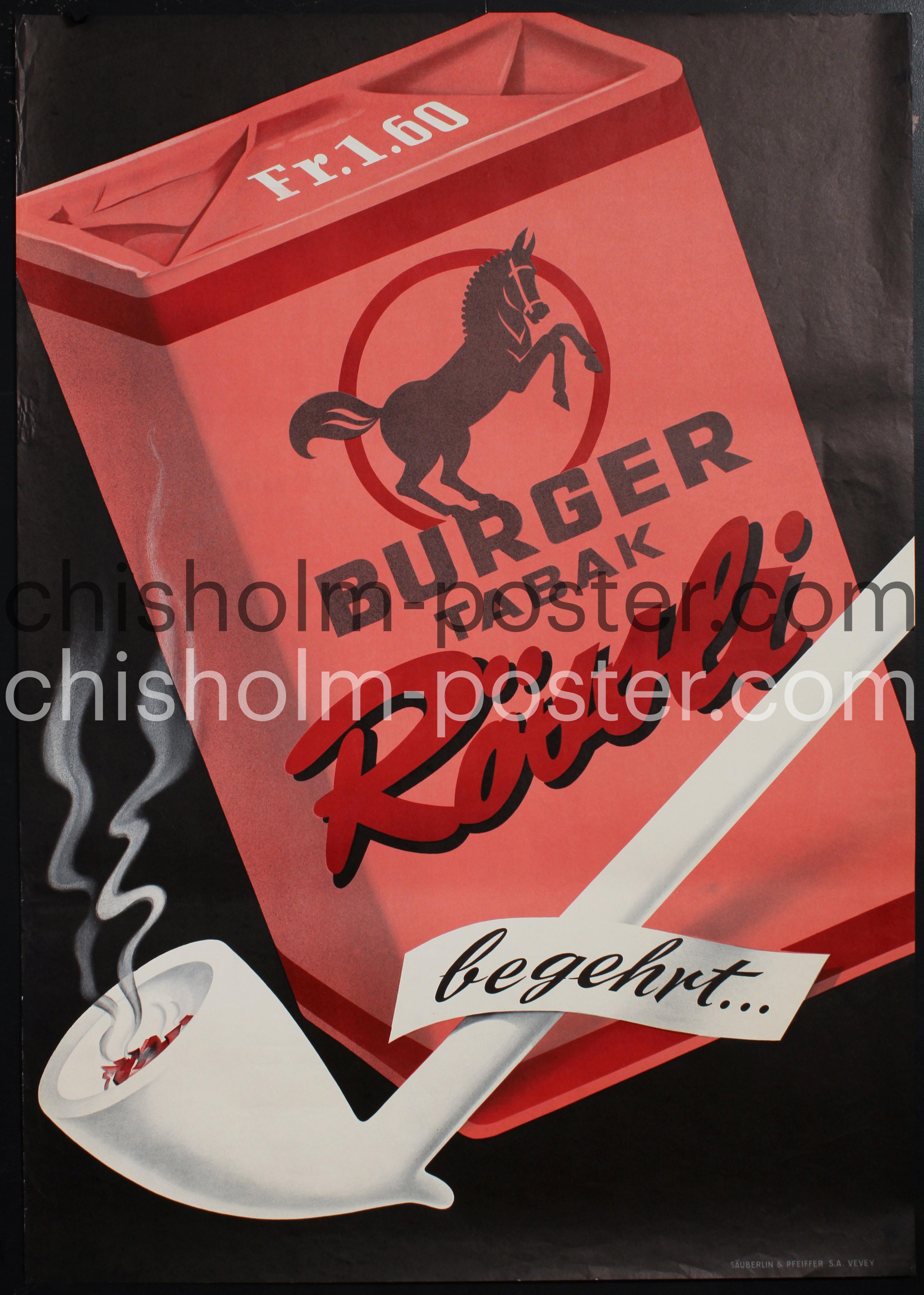 Rossli - Burger Tabak | Original Vintage Poster | Chisholm Larsson Gallery