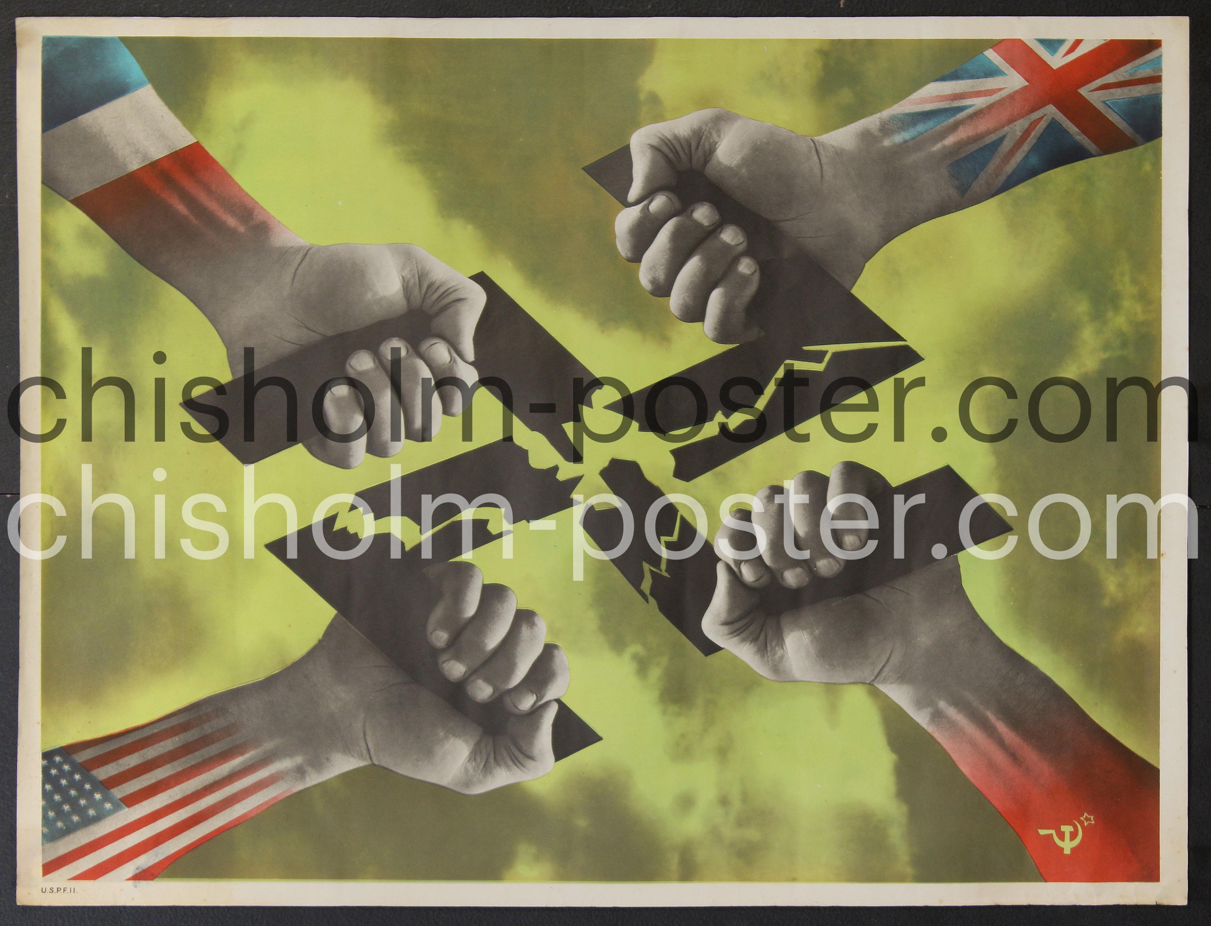 Allied Hands Breaking Swastika | Original Vintage Poster | Chisholm ...