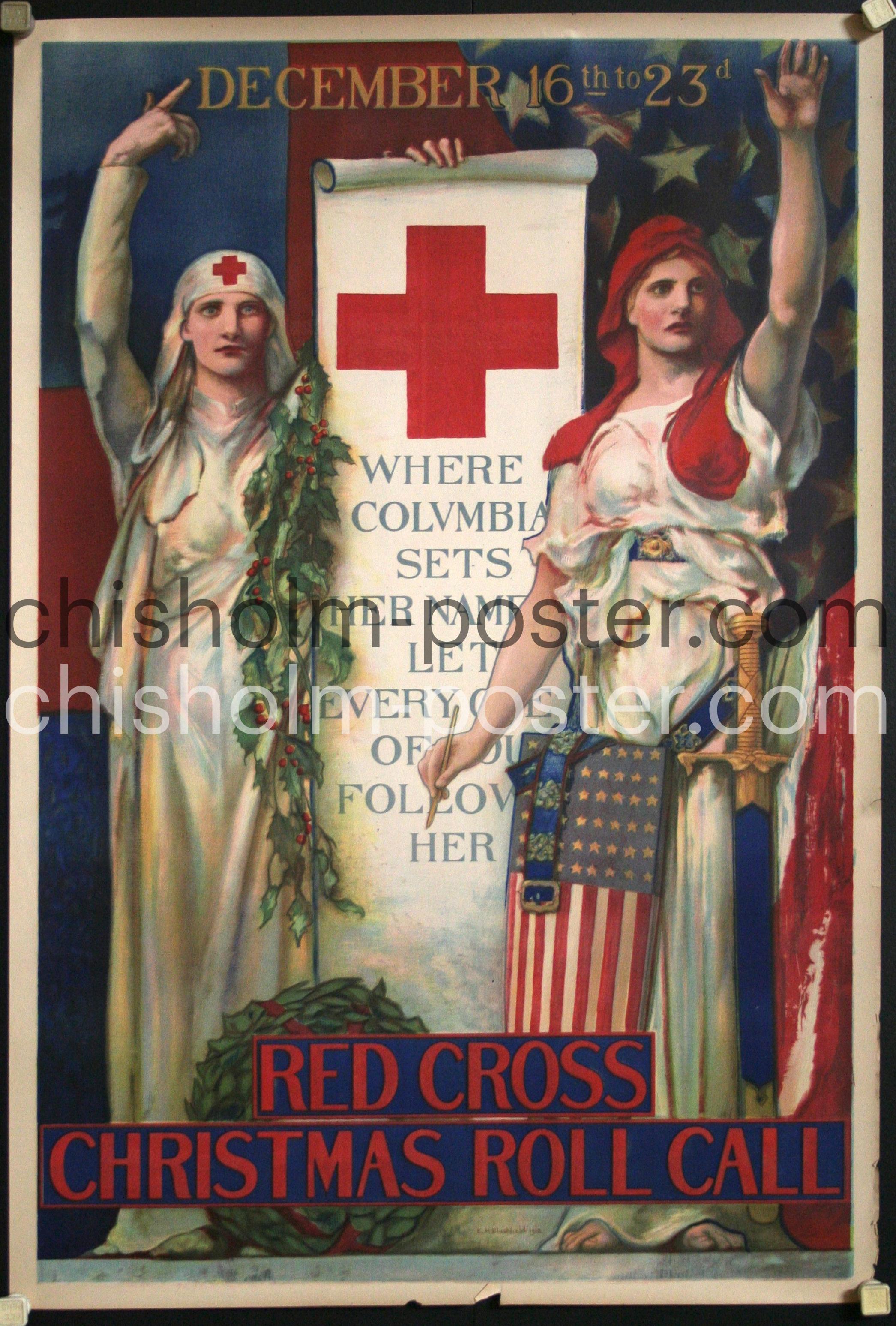 Red Cross Christmas Roll Call | Original Vintage Poster | Chisholm ...