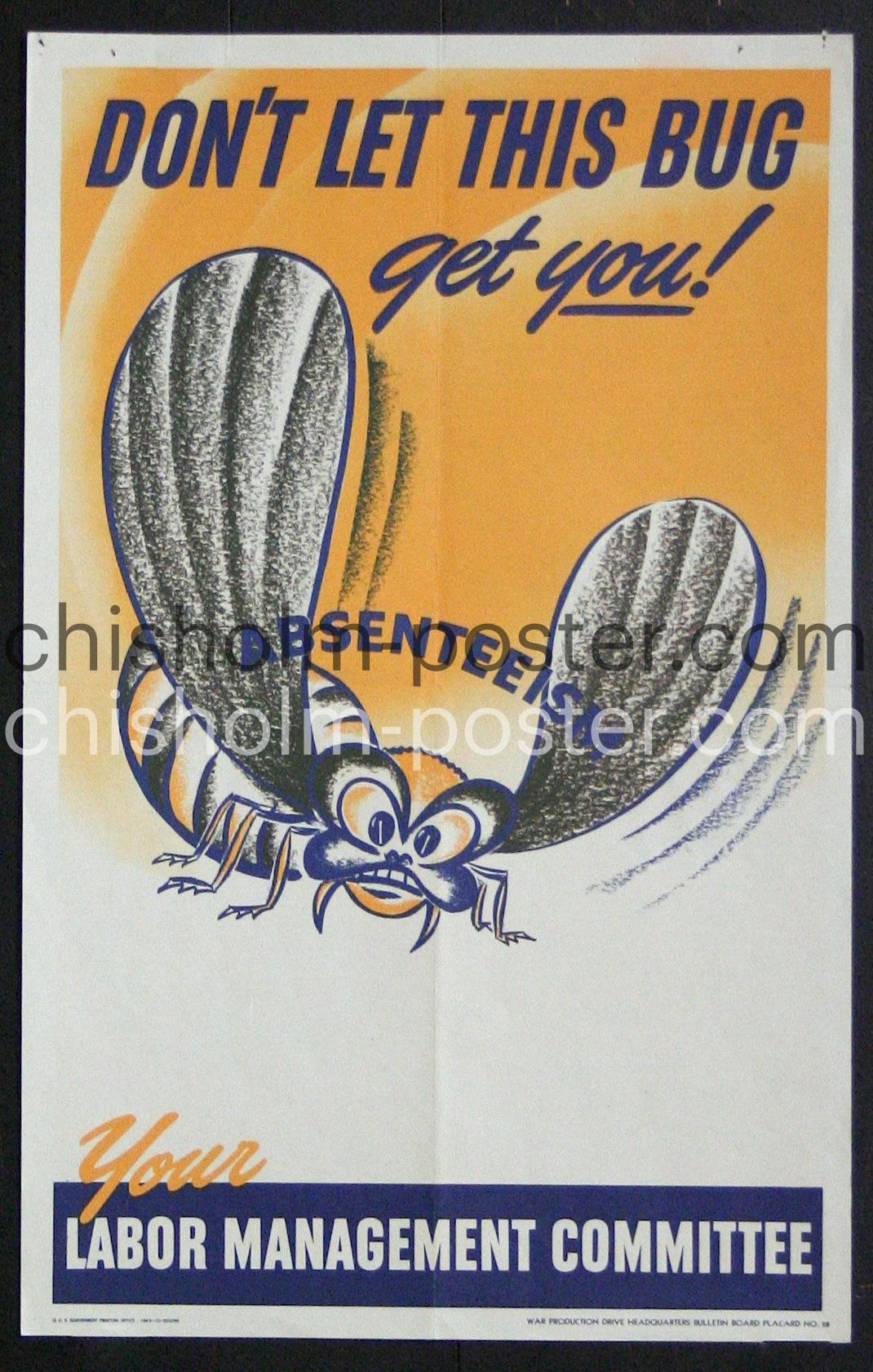 Don't Let This Bug Get You! (Absenteeism) | Original Vintage Poster ...