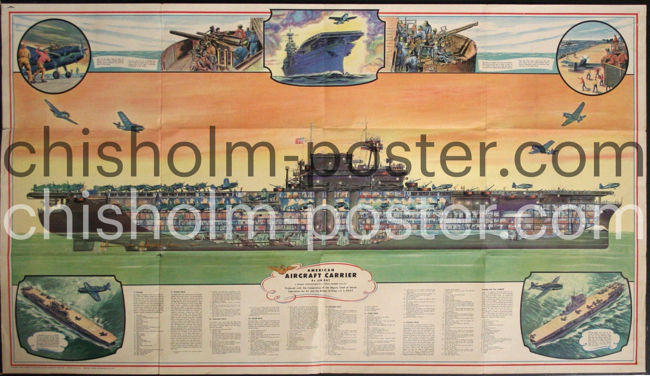 American Aircraft Carrier | Original Vintage Poster | Chisholm Larsson ...