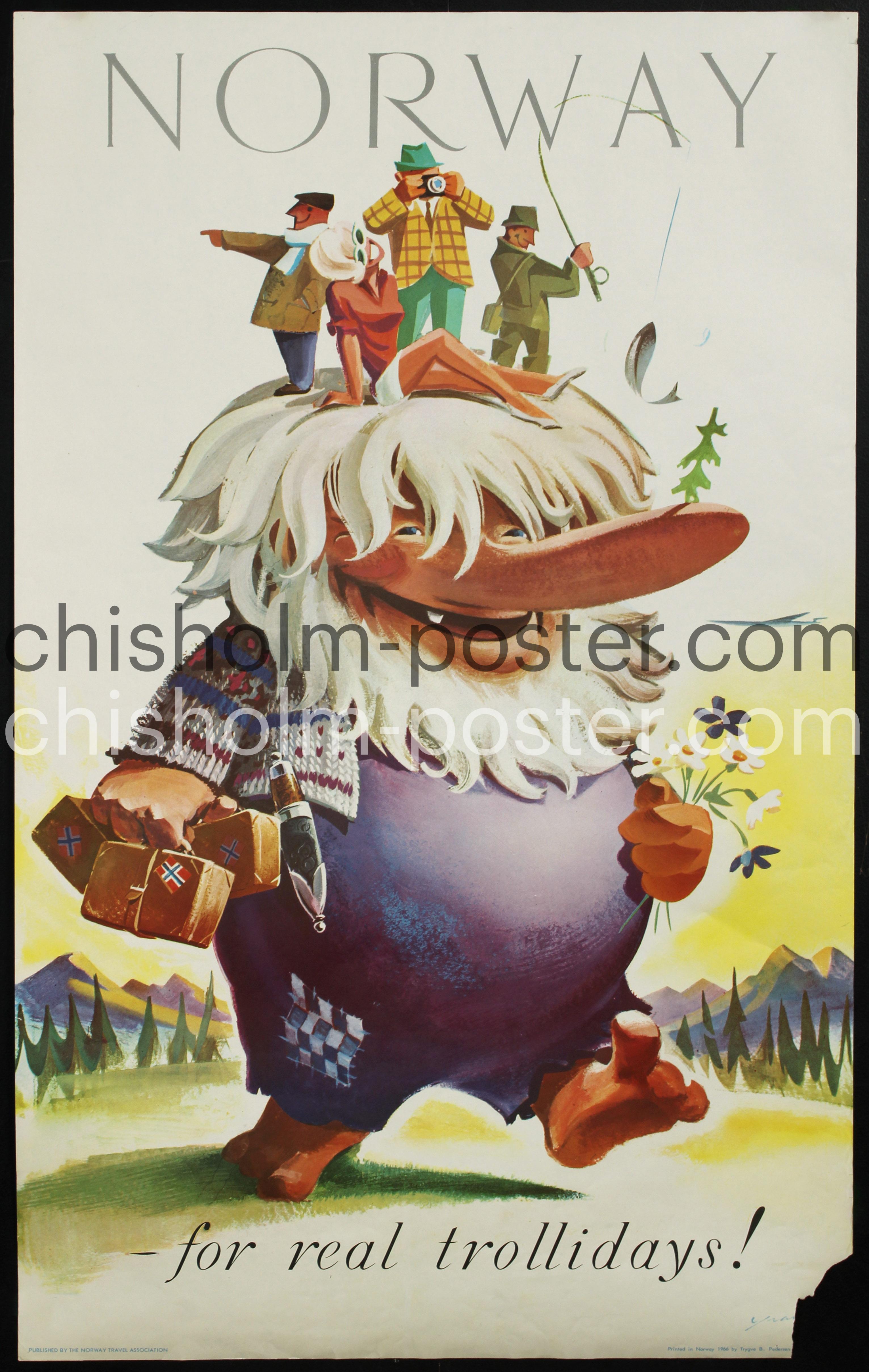 Norway for Real Trollidays! | Original Vintage Poster | Chisholm ...