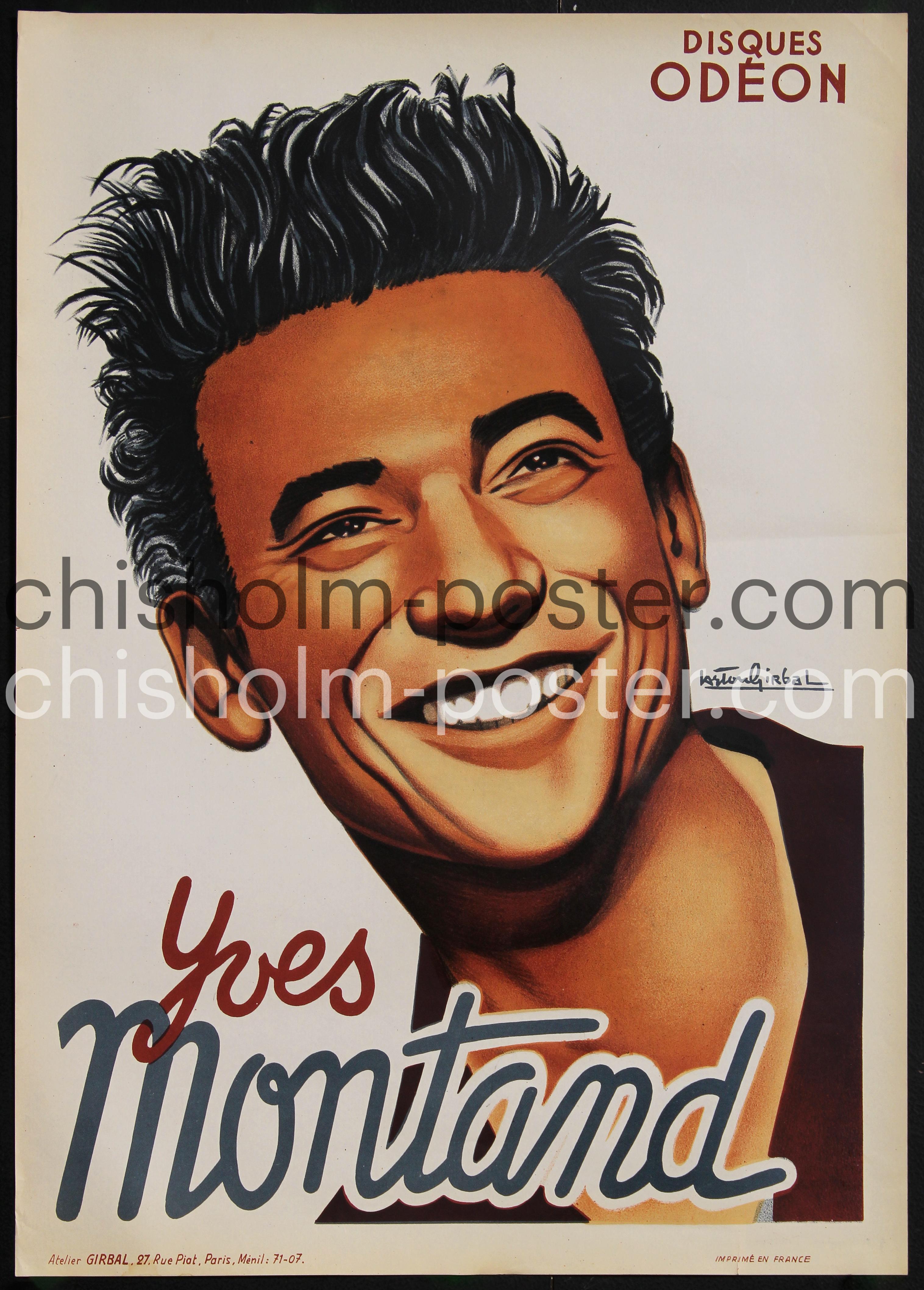 Yves Montand - Disques Odeon | Original Vintage Poster | Chisholm ...