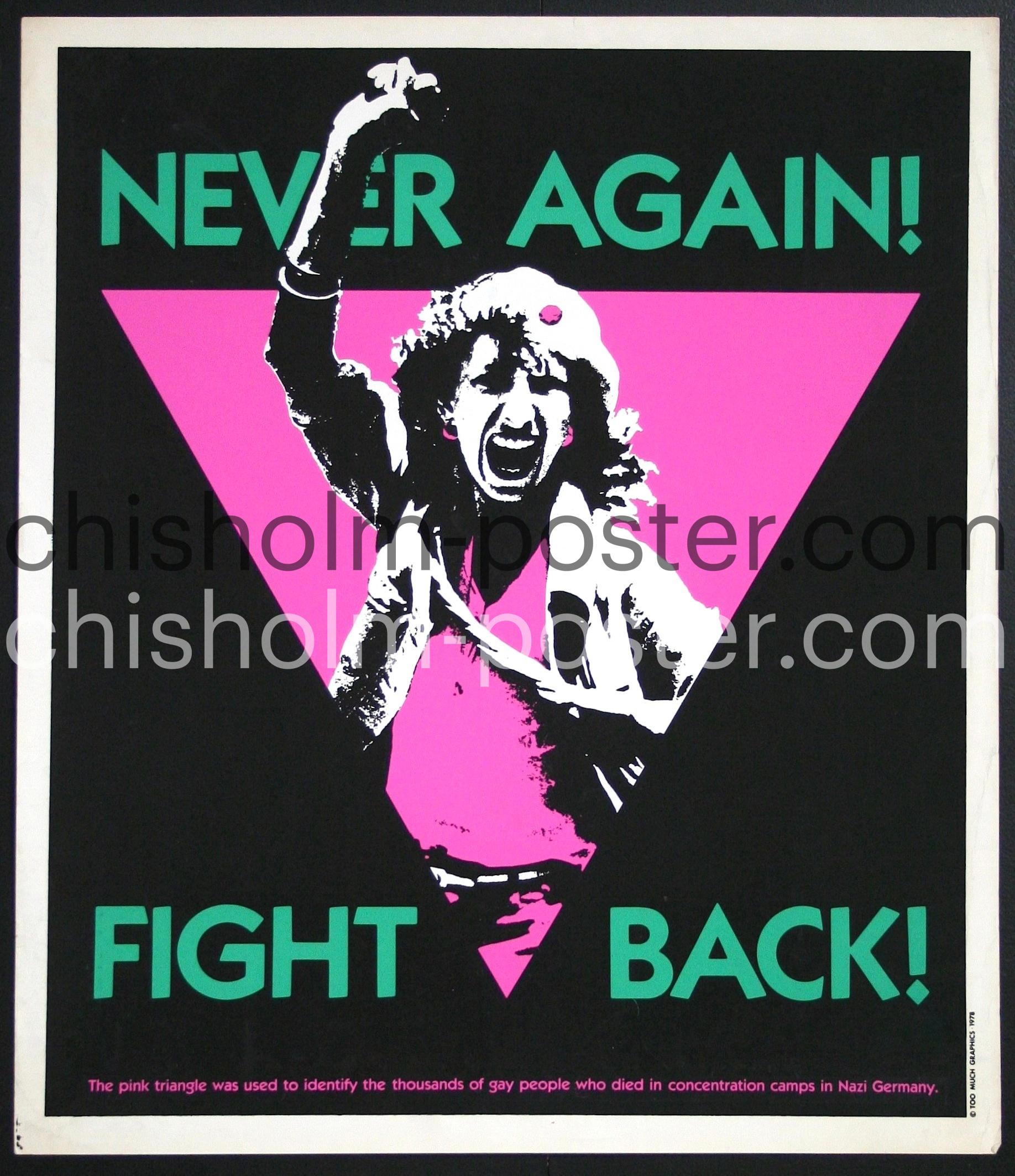 Never Again! Fight Back! The Pink Triangle | Original Vintage Poster ...
