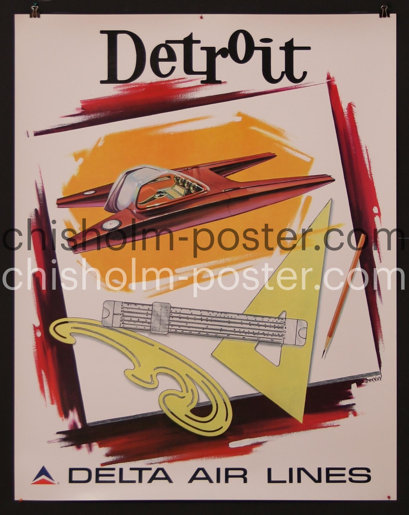 Detroit - Delta Air Lines | Original Vintage Poster | Chisholm Larsson ...