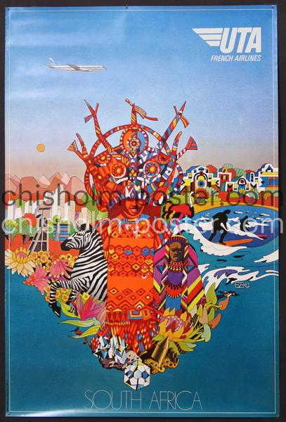 UTA French Airlines, South Africa | Original Vintage Poster | Chisholm ...