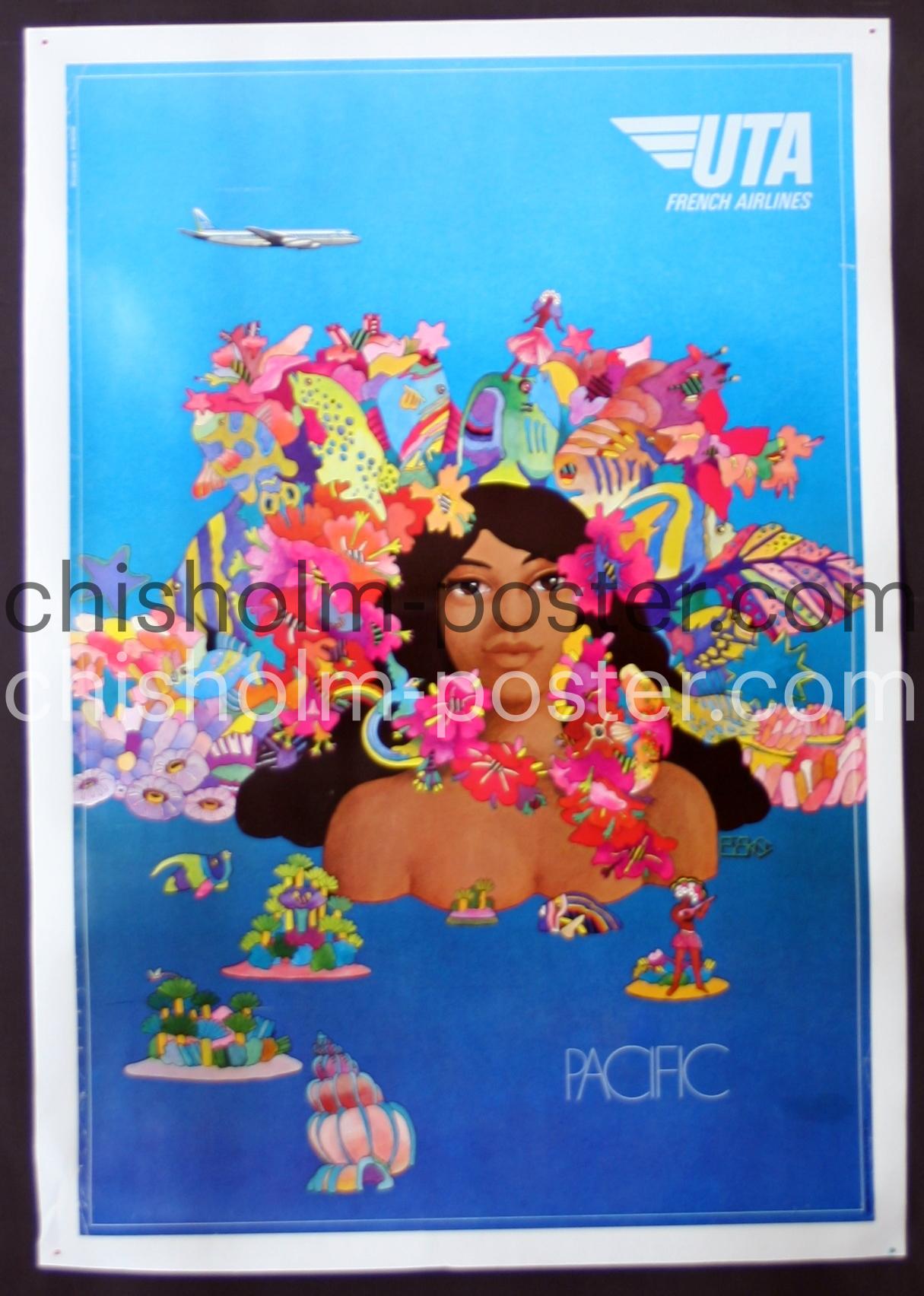 UTA French Airlines, Pacific | Original Vintage Poster | Chisholm ...