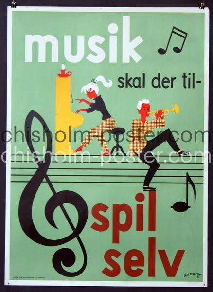 Musik skal der til - Spil Selv | Original Vintage Poster | Chisholm ...