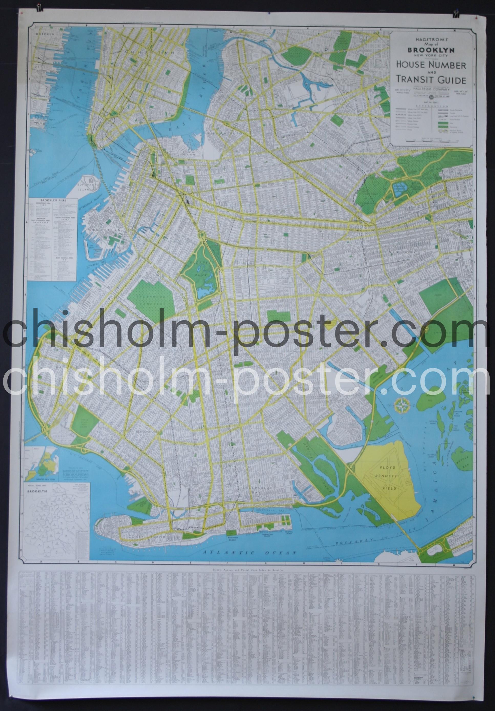 Hagstrom's Map of Brooklyn New York City - House Number and Transit ...