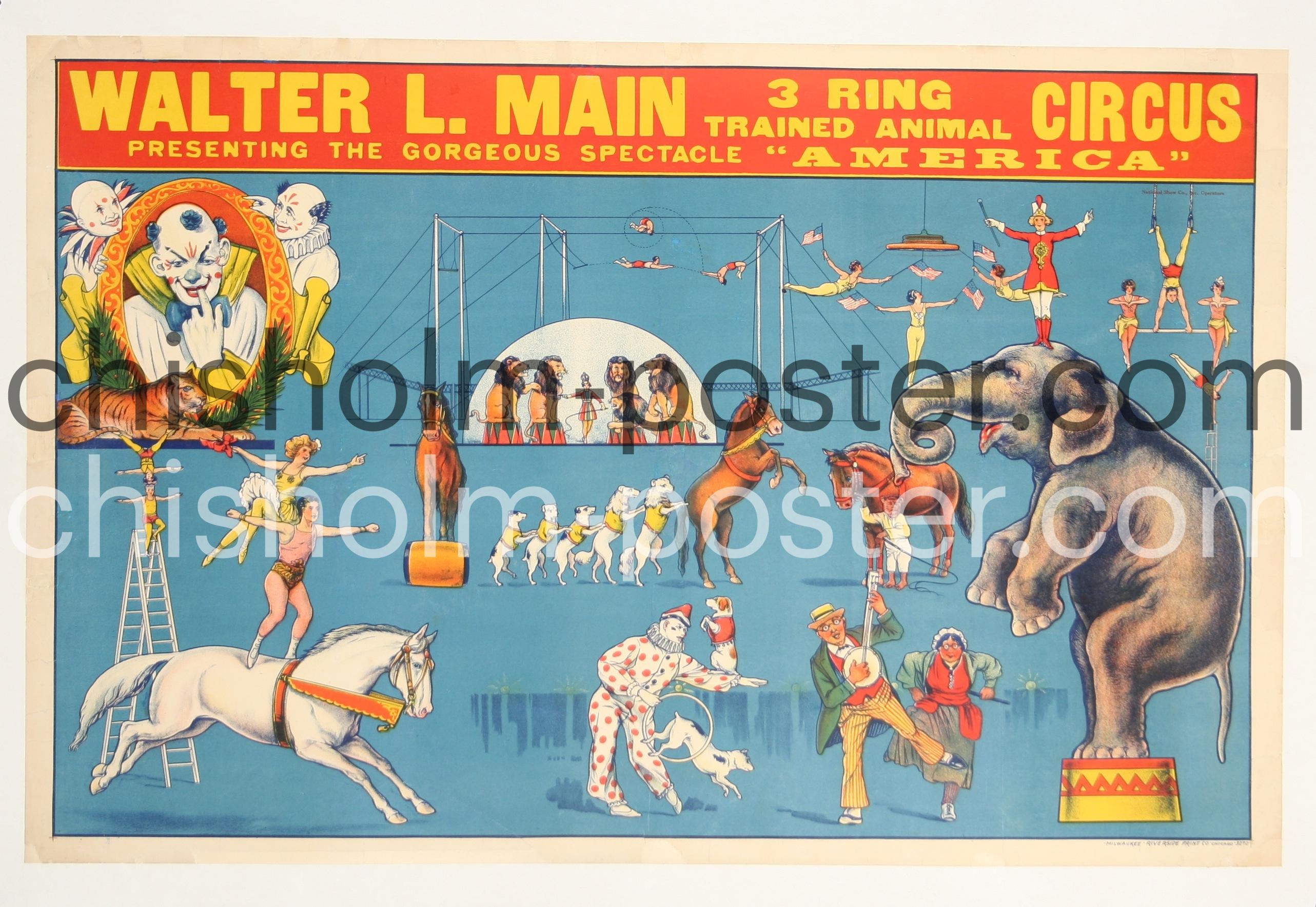 Walter L. Main 3 Ring Circus (2) | Original Vintage Poster | Chisholm ...