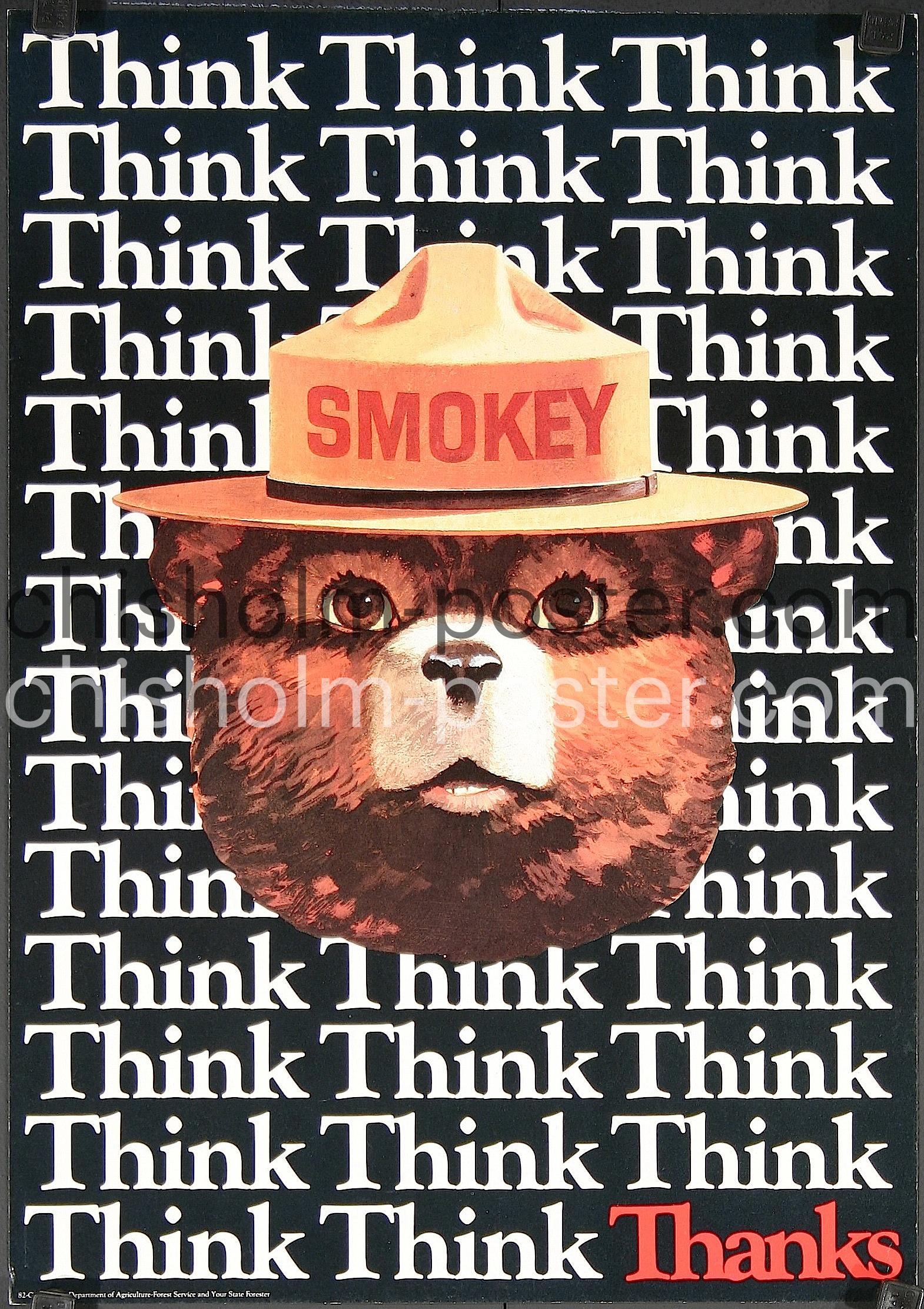 Smokey Bear - Think Think Think.... Thanks | Original Vintage Poster ...