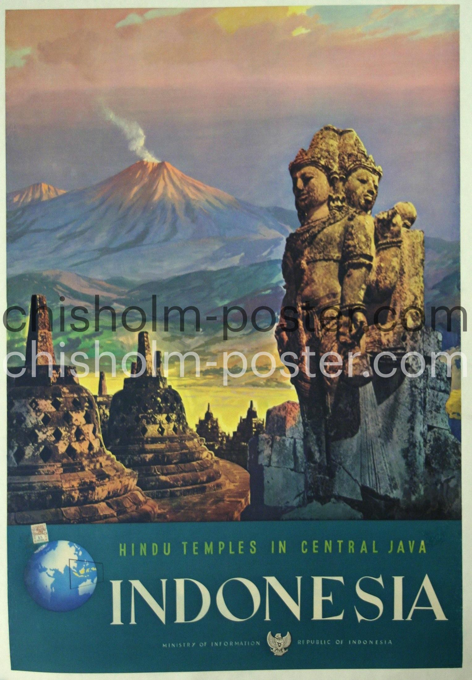 Hindu Temples in Central Java - Indonesia | Original Vintage Poster ...