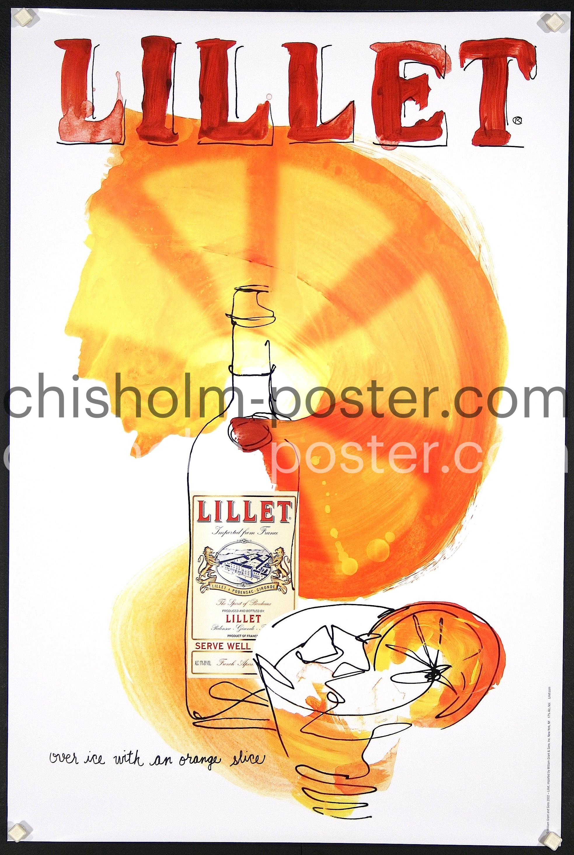 Lillet - over ice with an orange slice (3) | Original Vintage Poster ...
