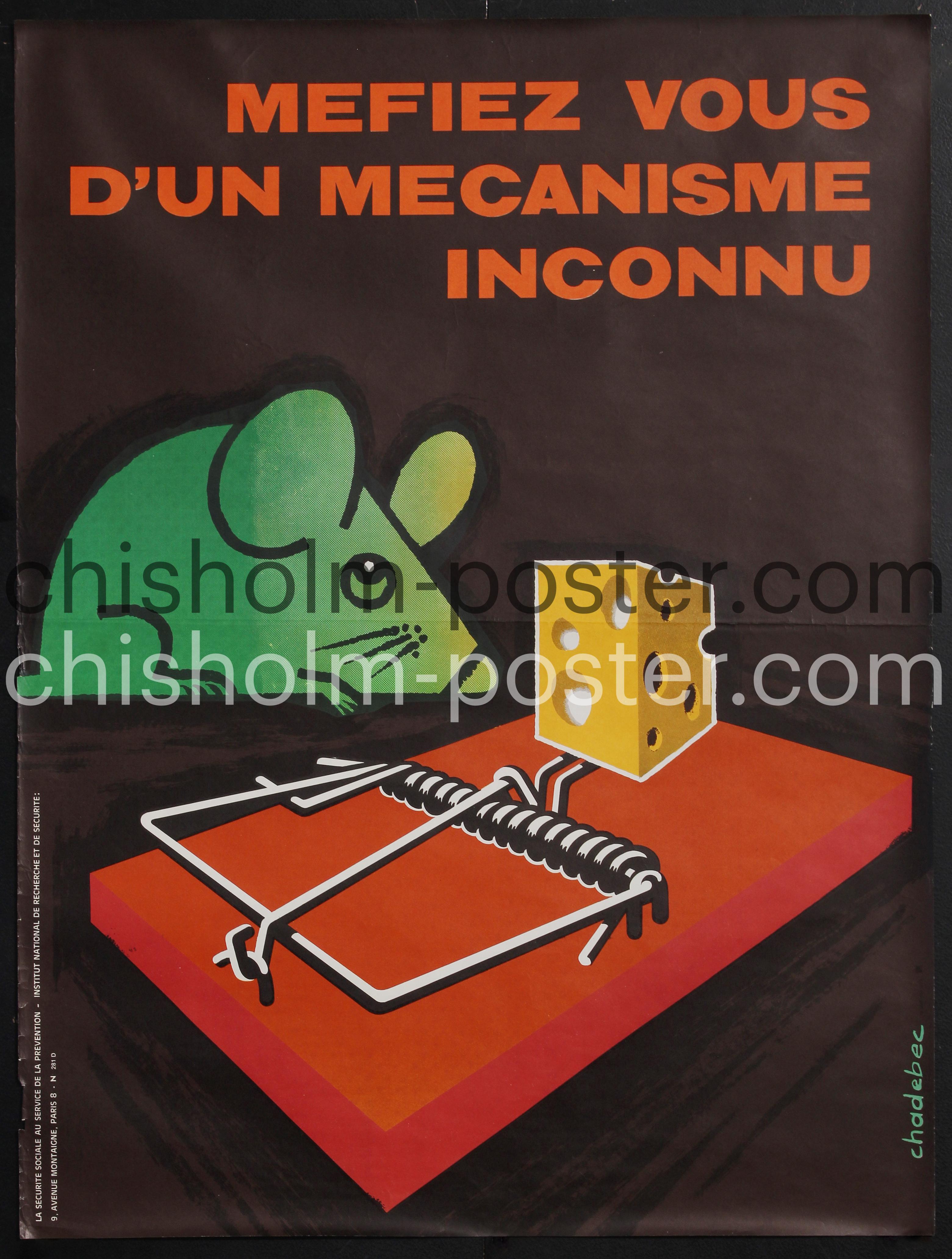 INRS - Mefiez vous d'un mecanisme inconnu | Original Vintage Poster ...