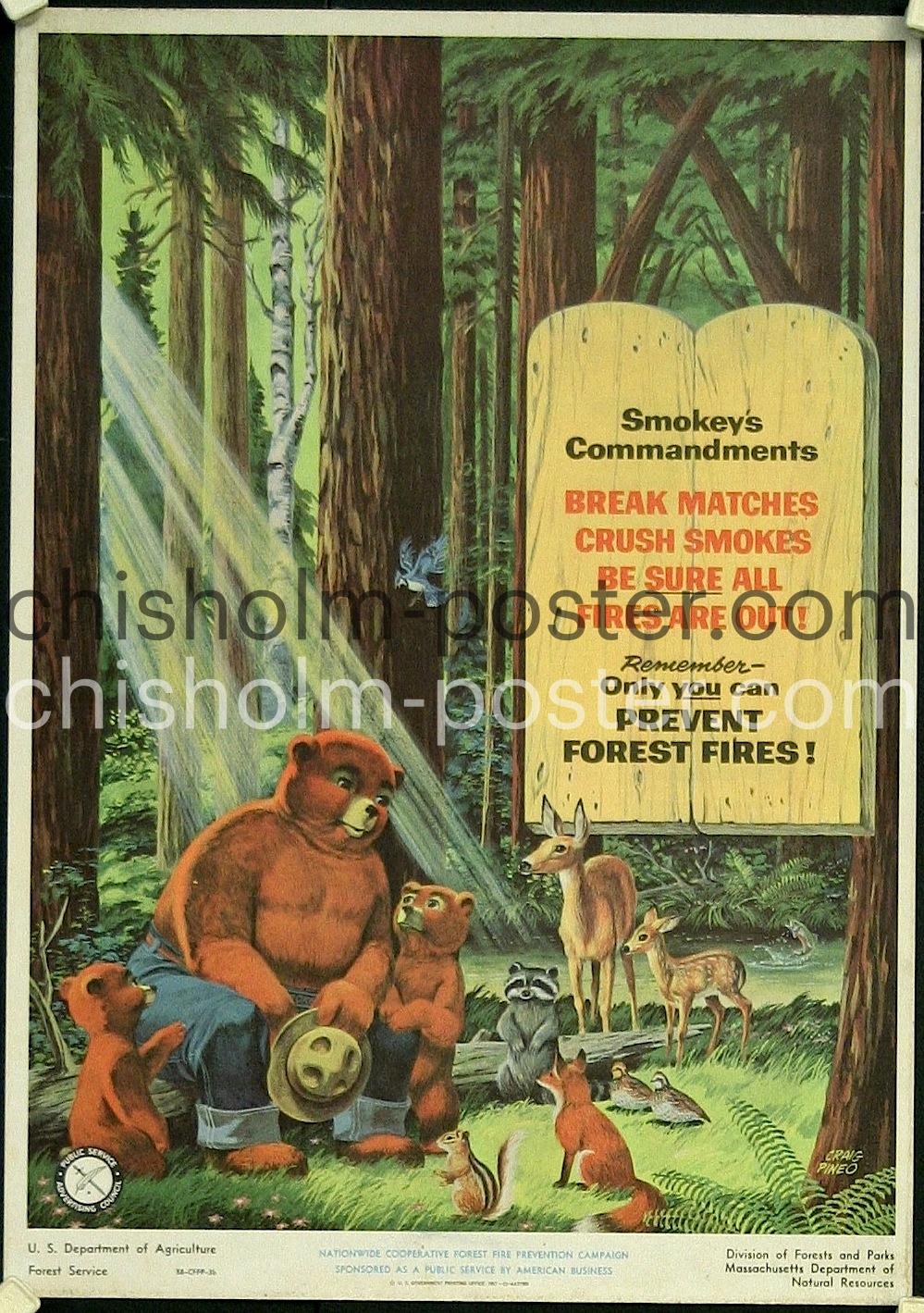 Smokey Bear- Smokey's Commandments- Remember, Only you can prevent ...