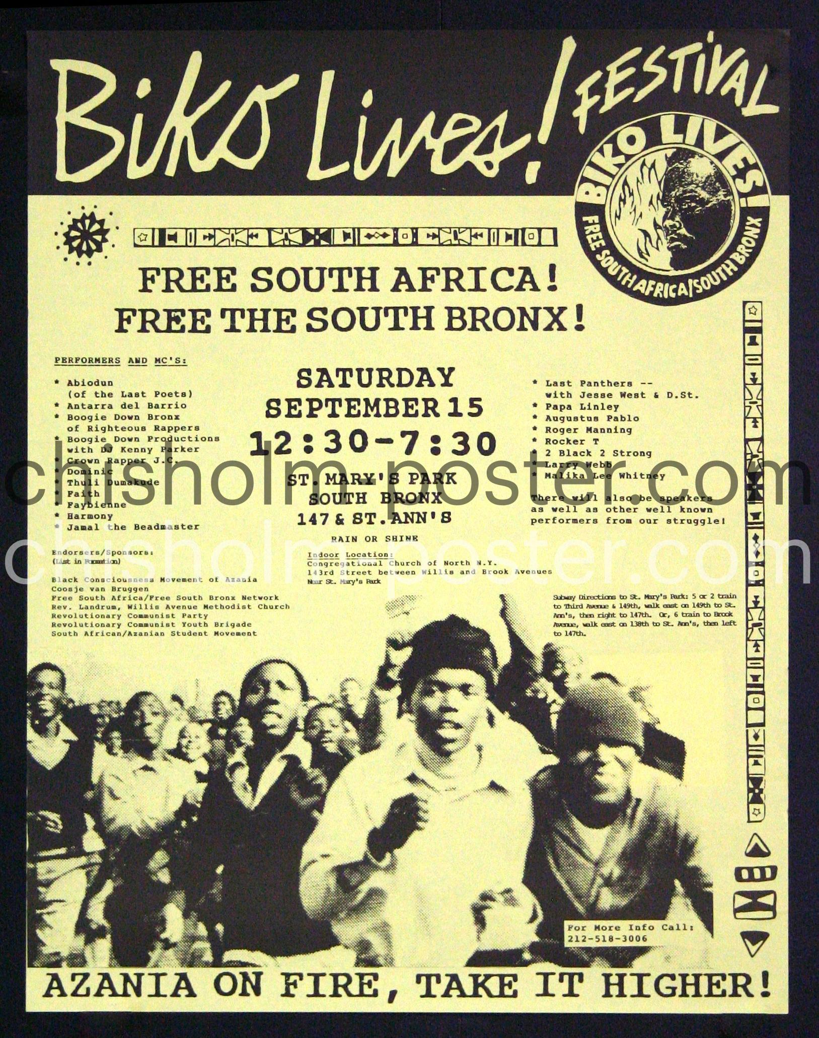 Biko Lives! Festival | Original Vintage Poster | Chisholm Larsson Gallery