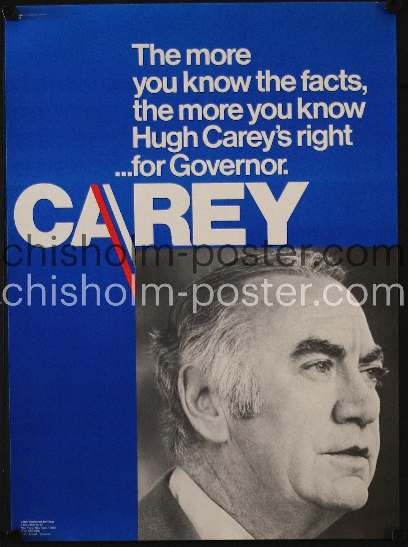 Hugh Carey for Governor | Original Vintage Poster | Chisholm Larsson ...