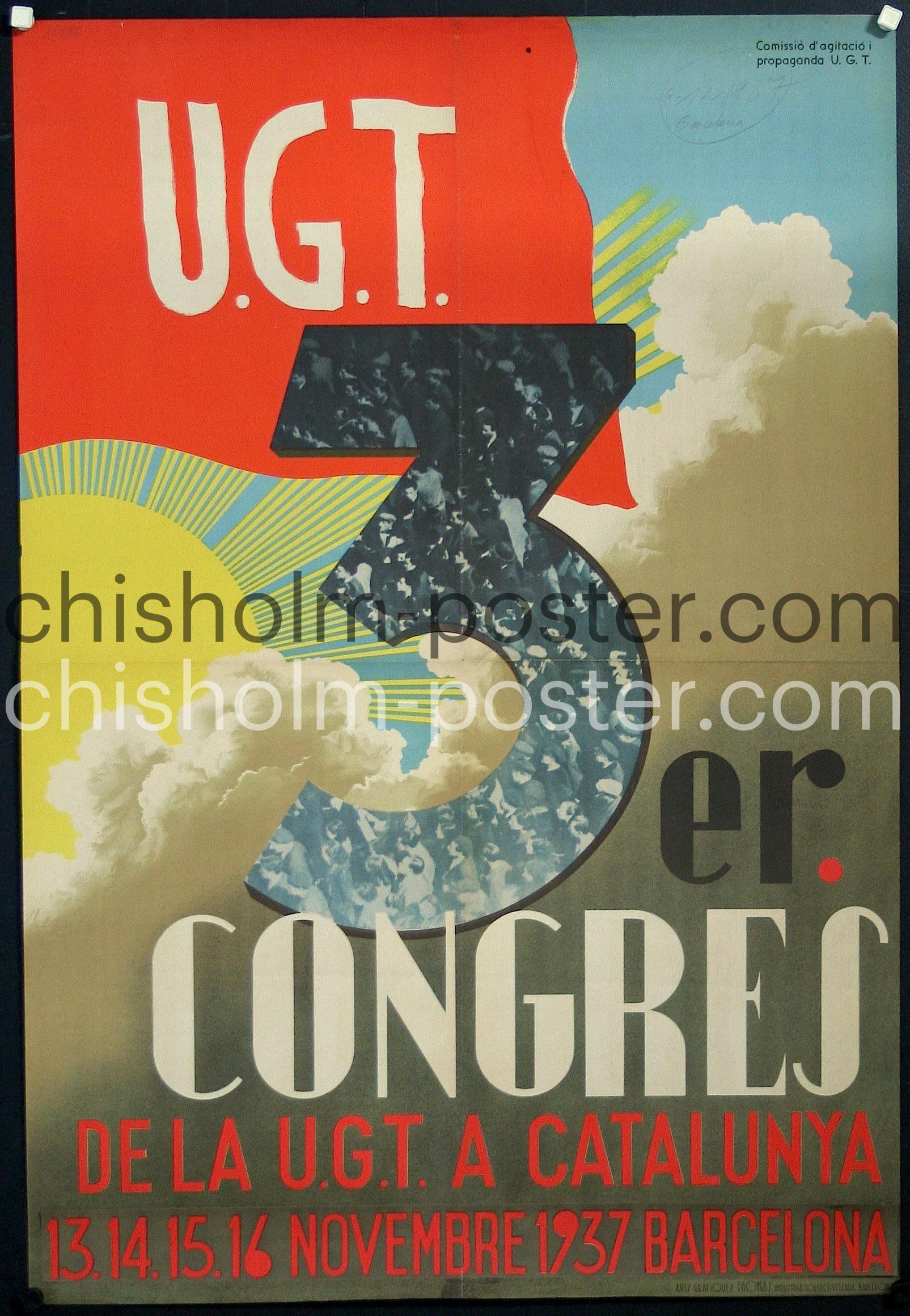 U.G.T. 3er Congres de la U.G.T. a Catalunya | Original Vintage Poster ...