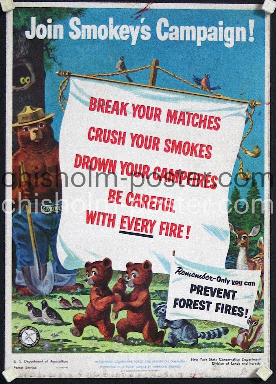 Smokey Bear, Join Smokey's Campaign! Only You Can Prevent Forest Fires ...
