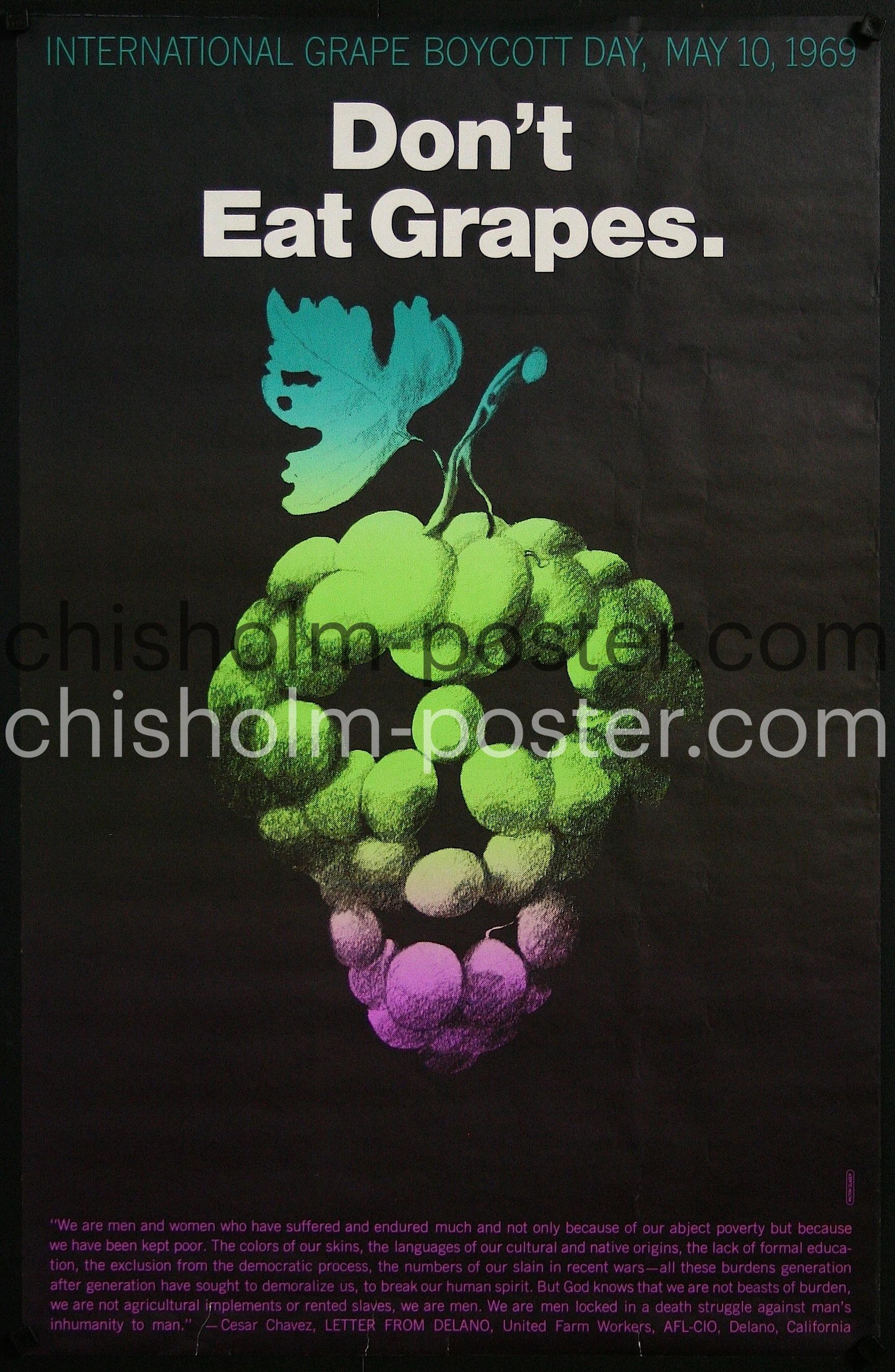 Don't Eat Grapes - International Grape Boycott Day, May 10, 1969 ...