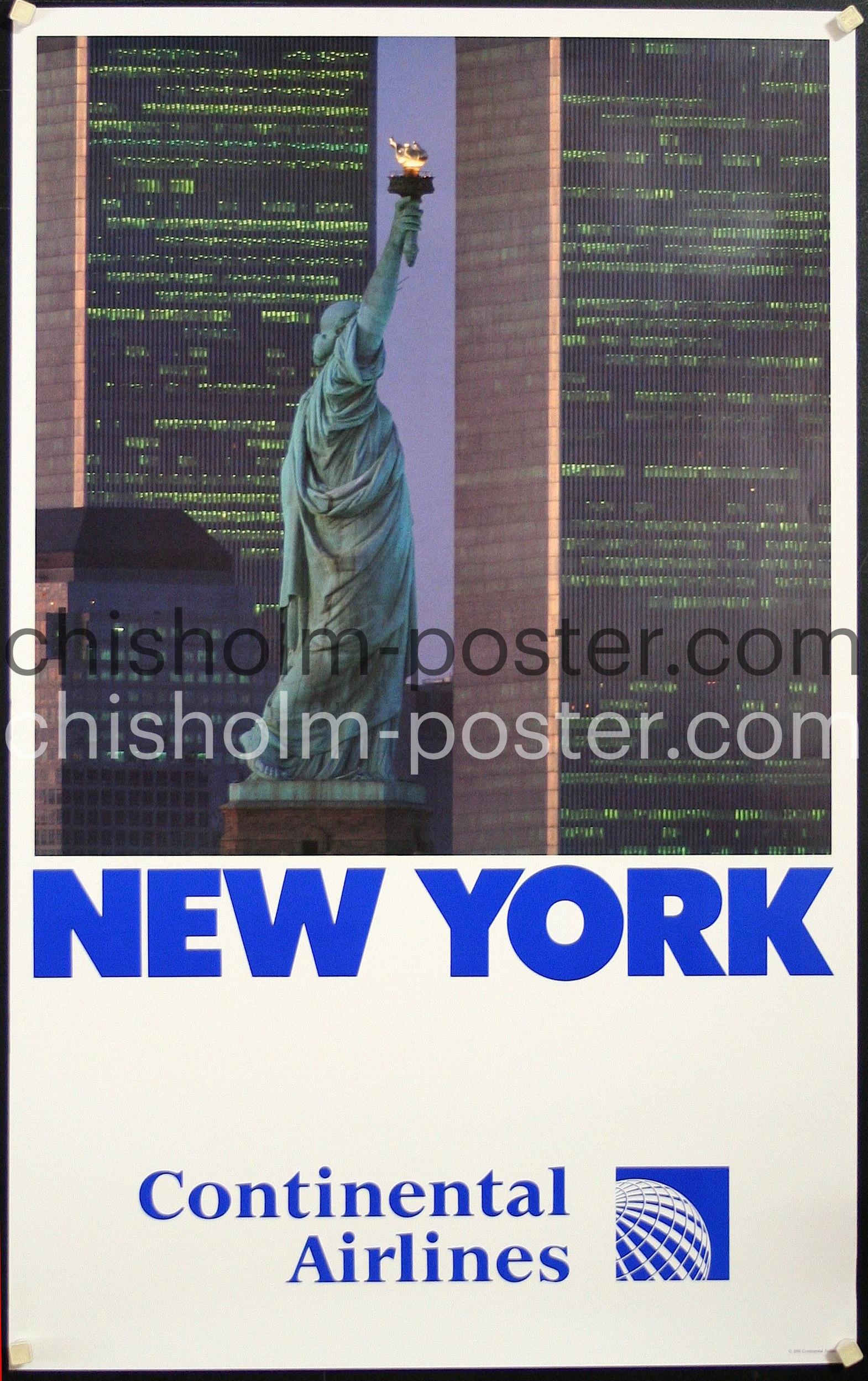 Continental Airlines - New York | Original Vintage Poster | Chisholm ...