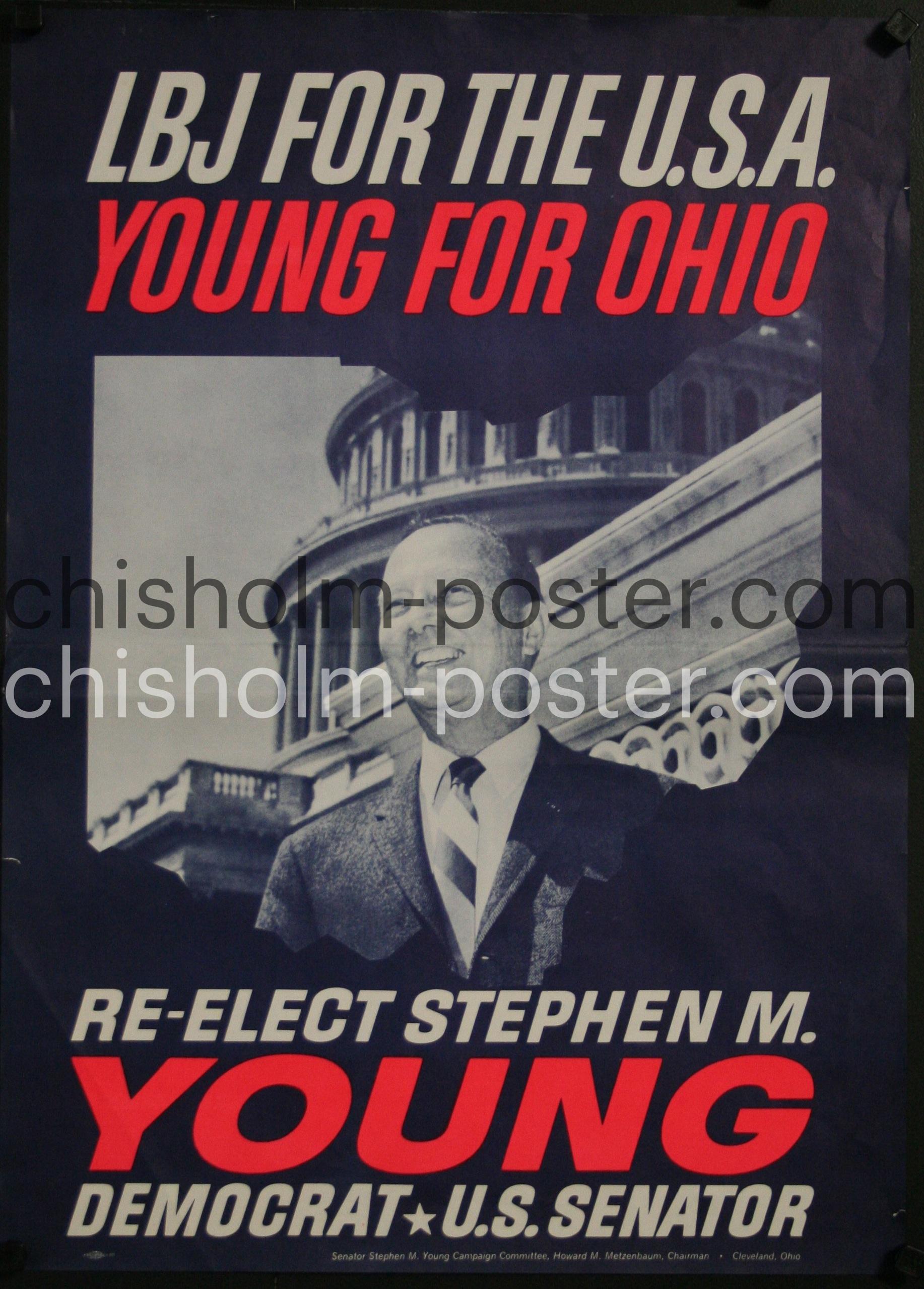 LBJ for the U.S.A., Young for Ohio | Original Vintage Poster | Chisholm ...