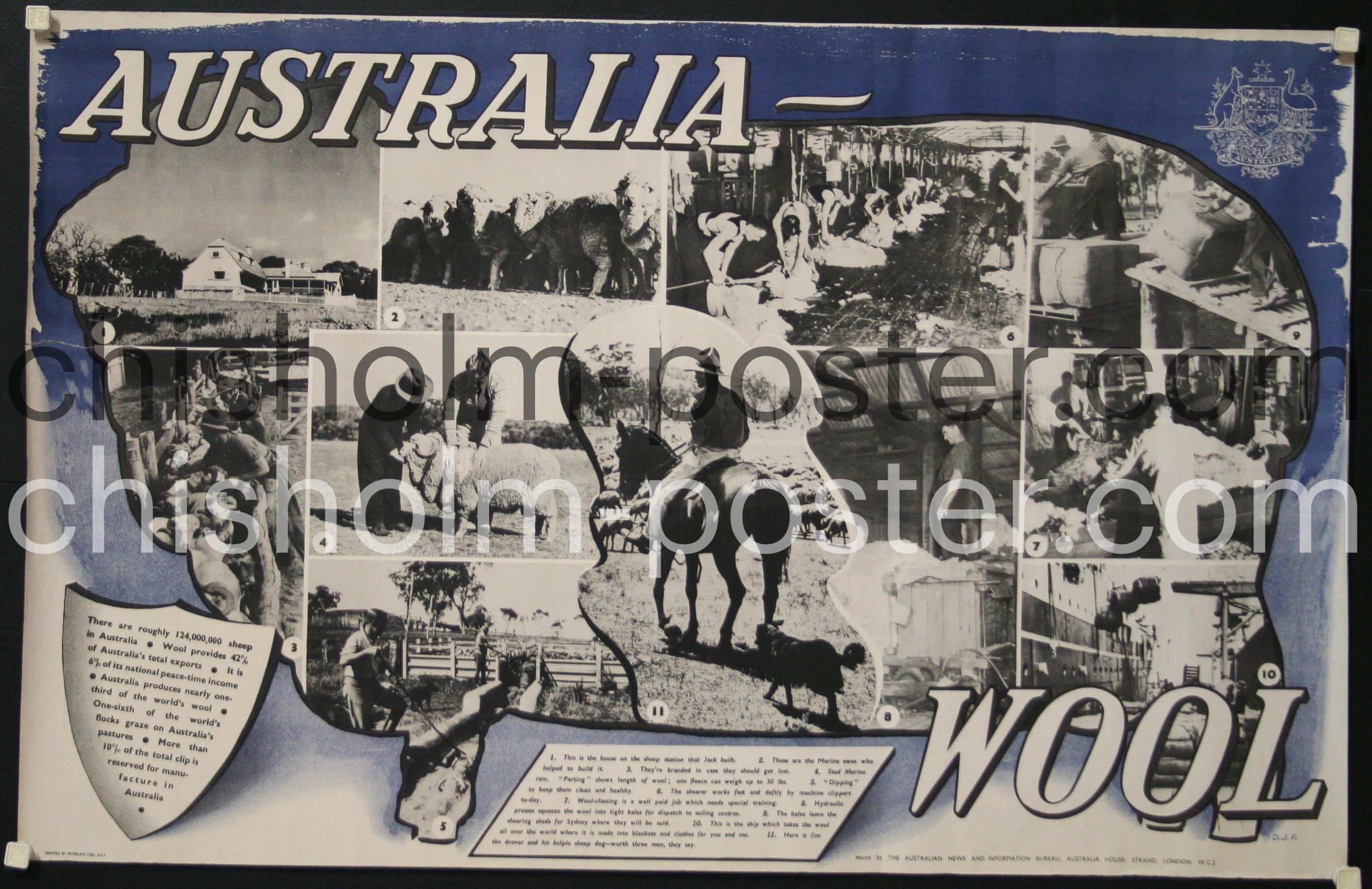 Australia - Wool | Original Vintage Poster | Chisholm Larsson Gallery