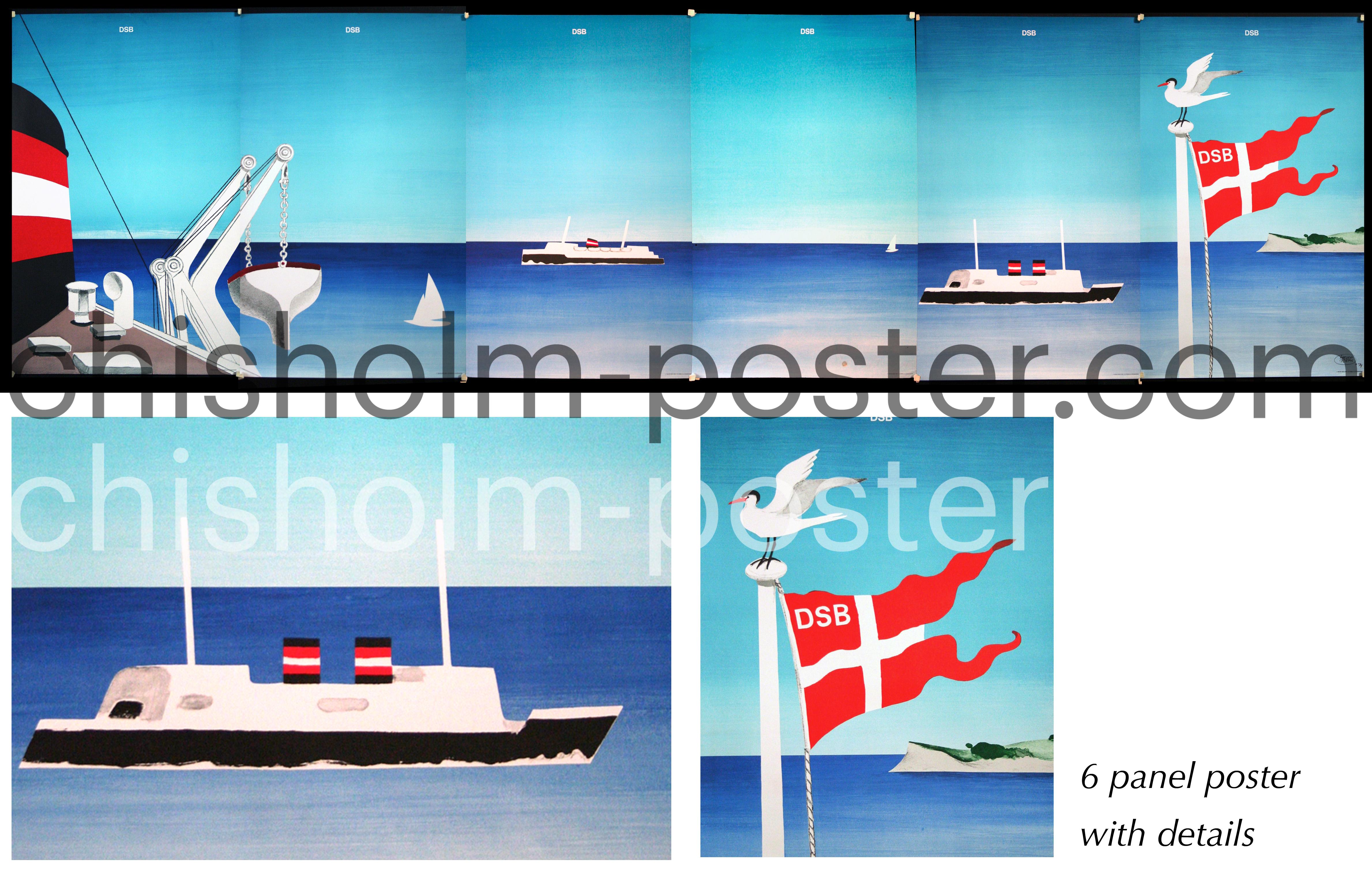 DSB ships (6-panels each one 39 x 39 inches) | Original Vintage Poster ...