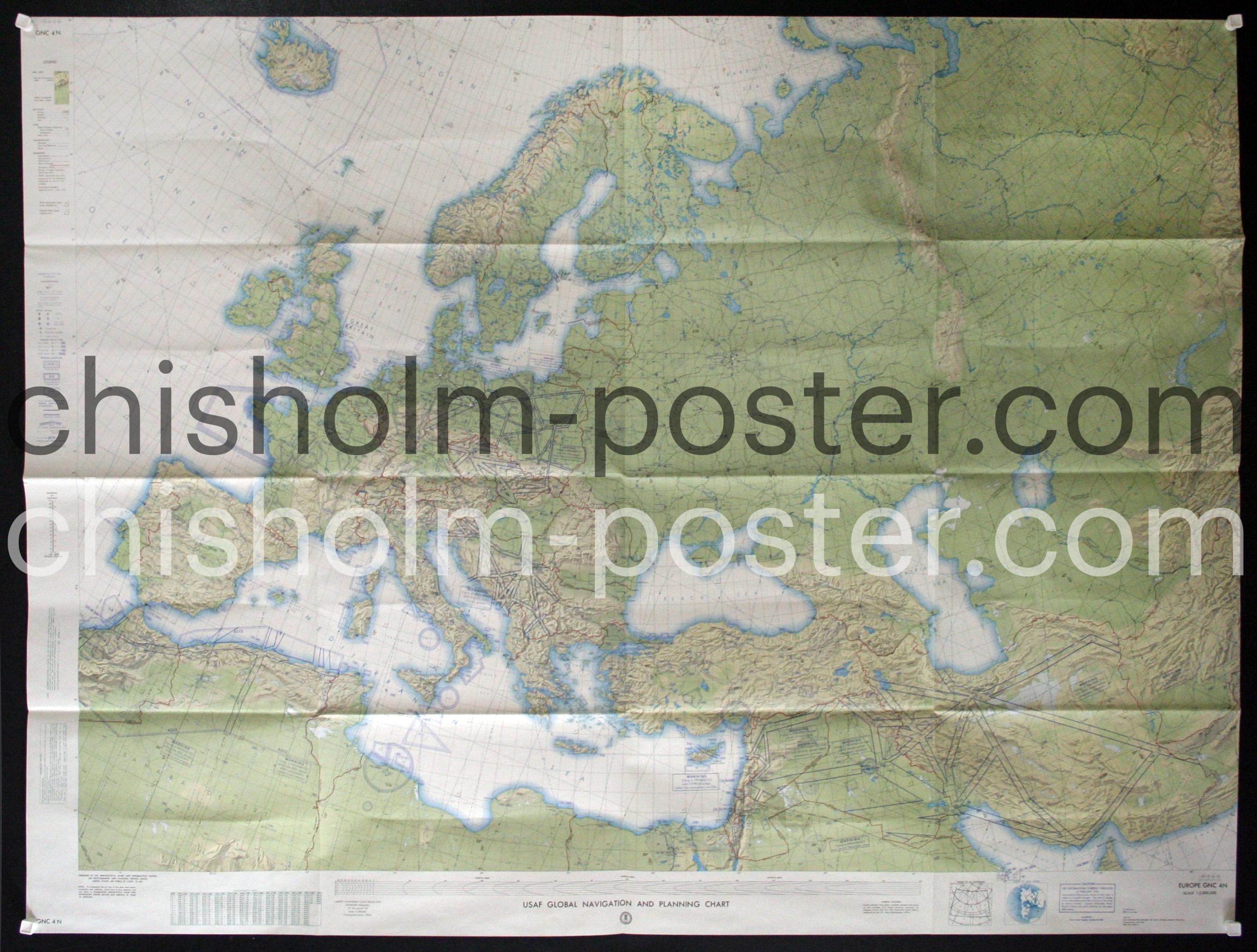 USAF Global Navigation and Planning Chart | Original Vintage Poster ...
