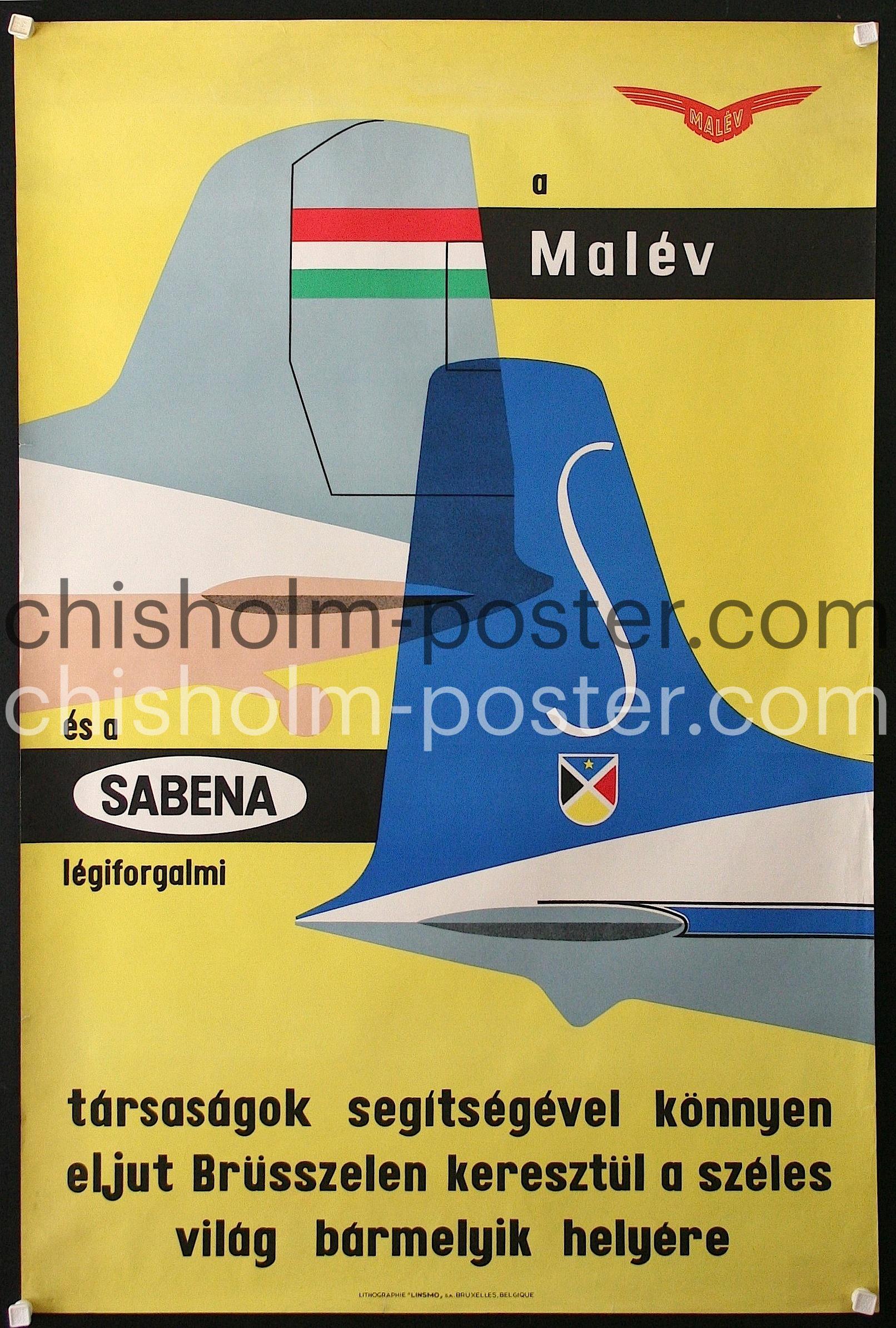 Malev - A Malev es a Sabena Legiforgalmi | Original Vintage Poster ...