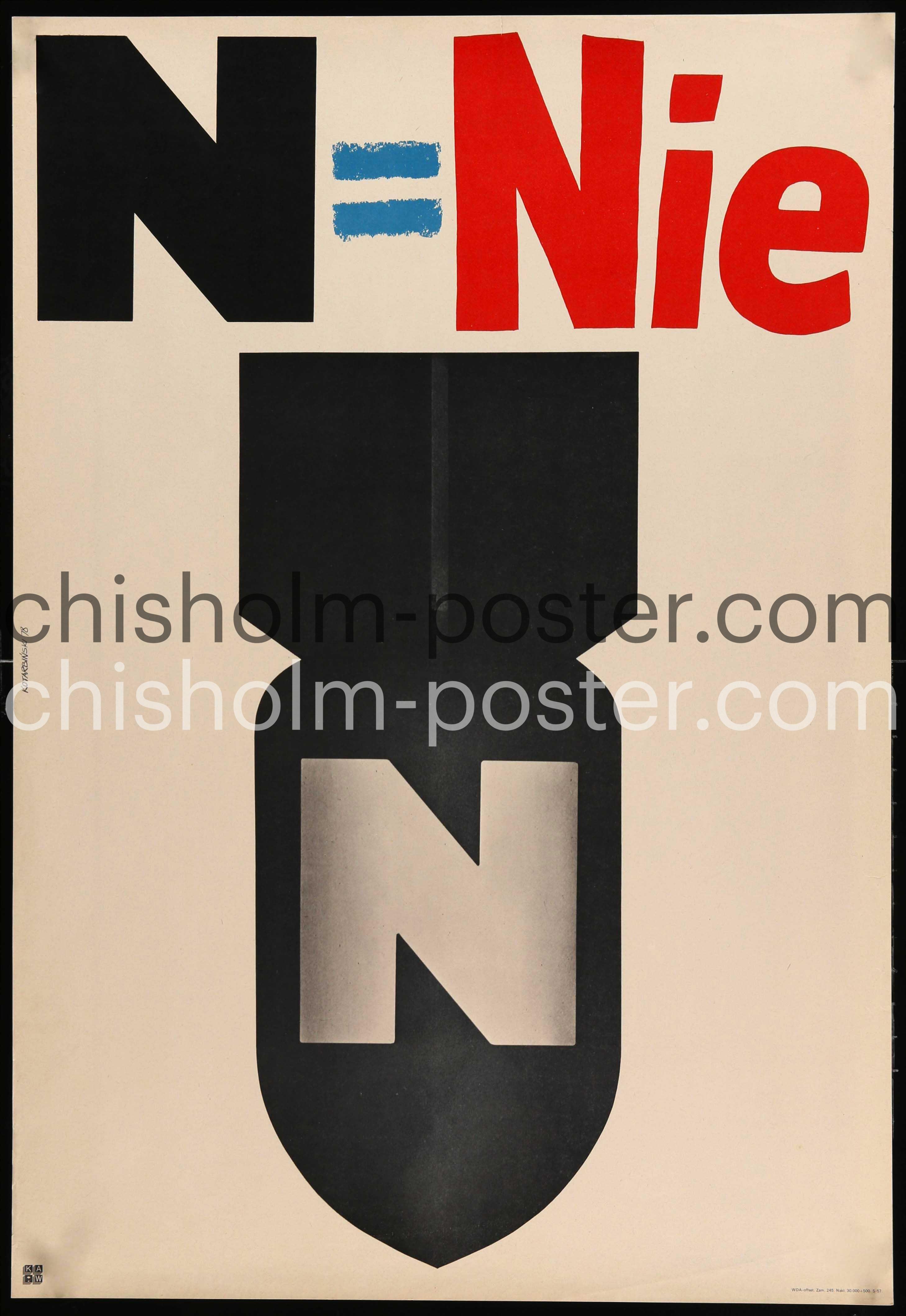 N=Nie - Polish Poster - No to Nuclear Disarmament | Original Vintage ...