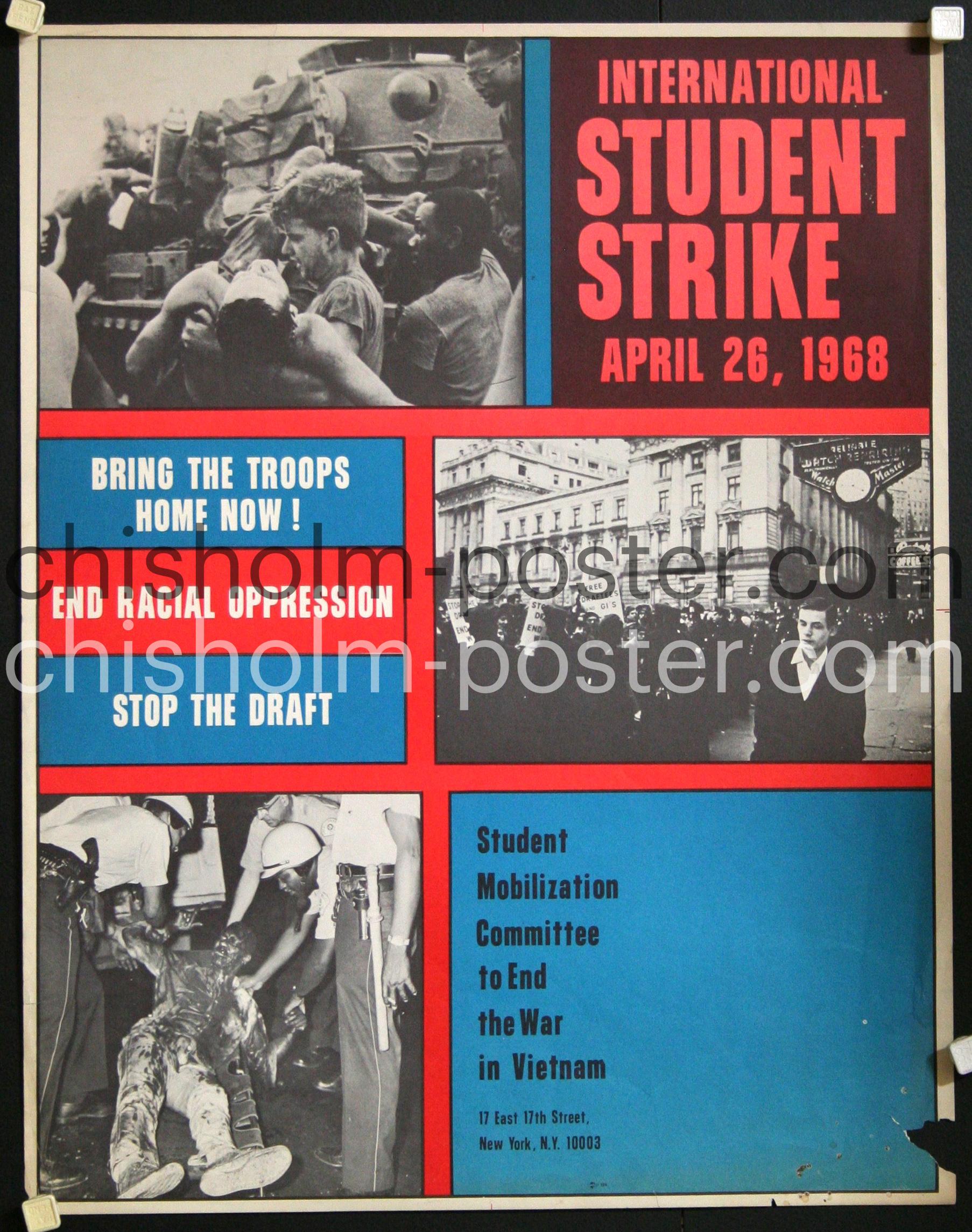 International Student Strike, 1968 | Original Vintage Poster | Chisholm ...