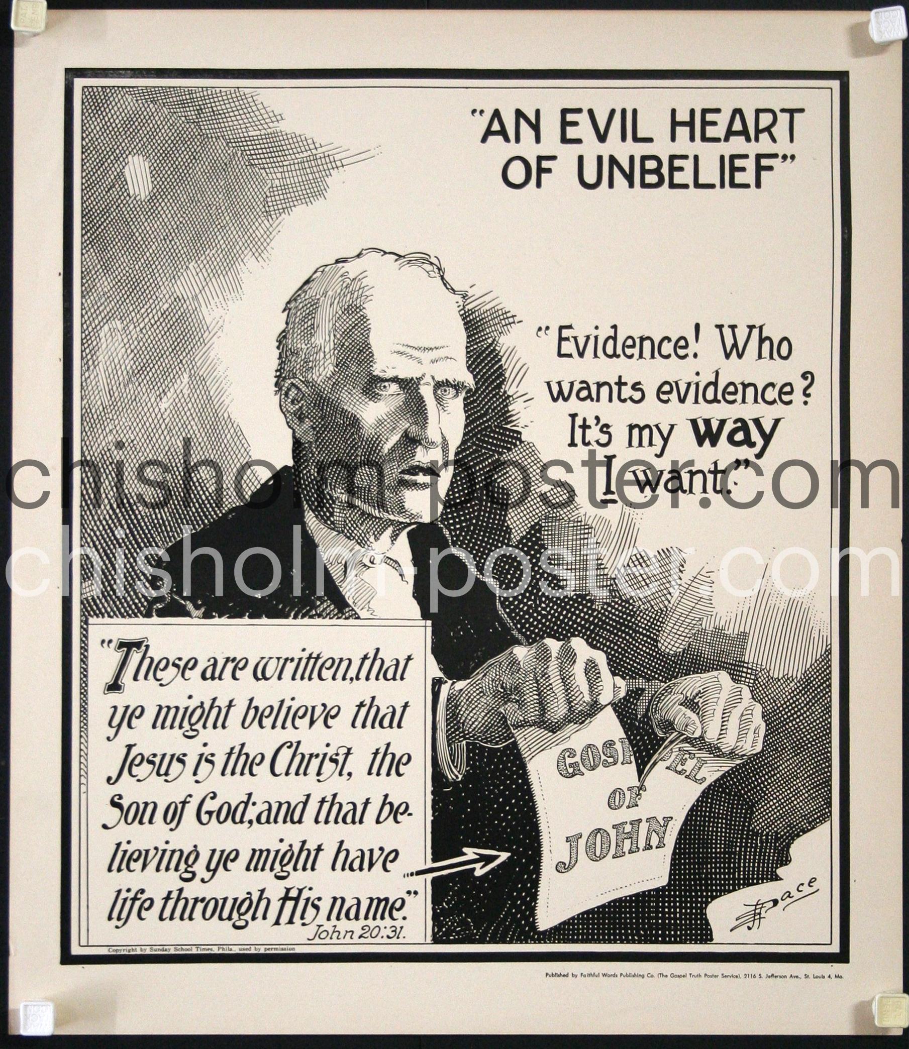 An Evil Heart of Unbelief - Christian Cartoon | Original Vintage Poster ...
