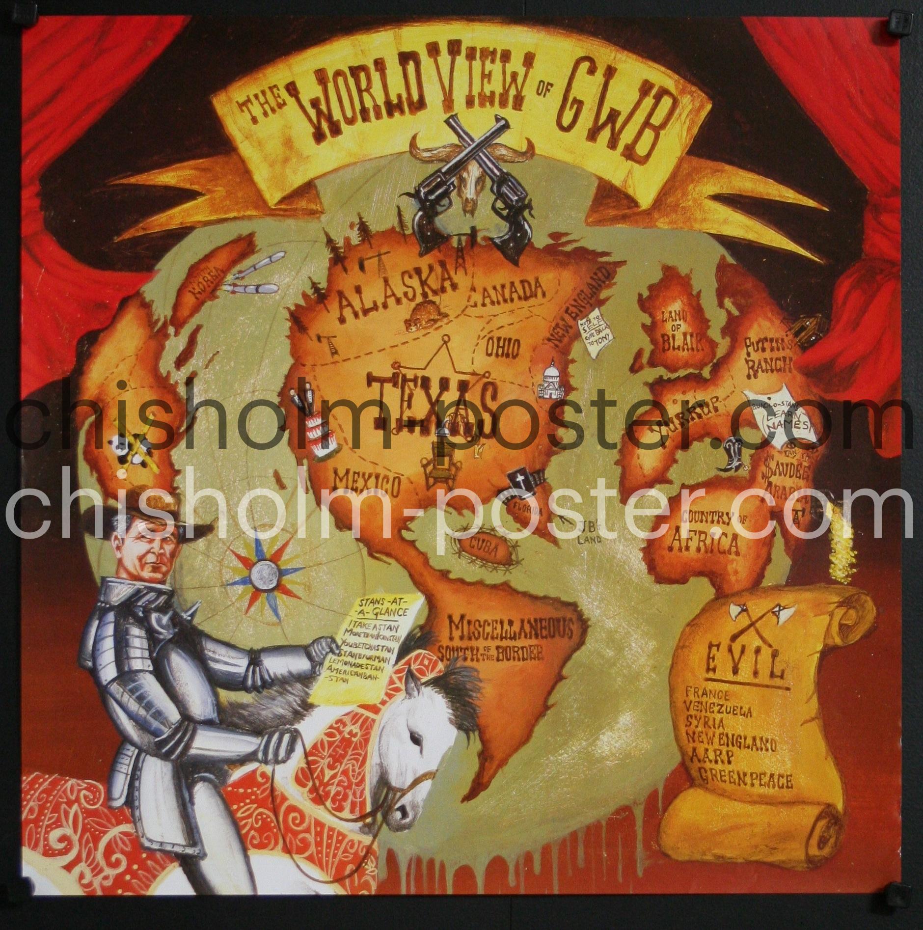 The World View of GWB (George W Bush) | Original Vintage Poster ...