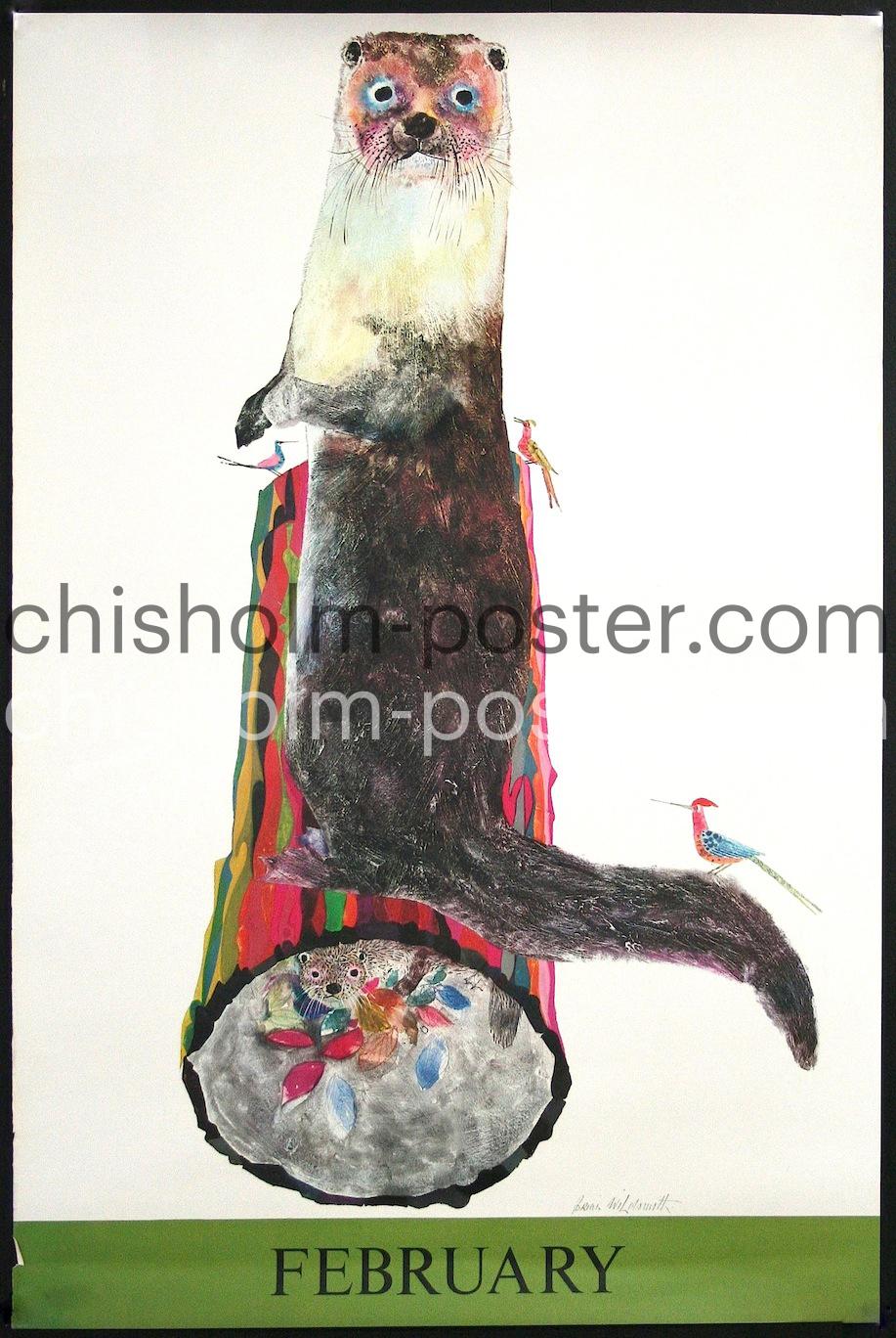 February by Brian Wildsmith - Otter - Calendar | Original Vintage ...