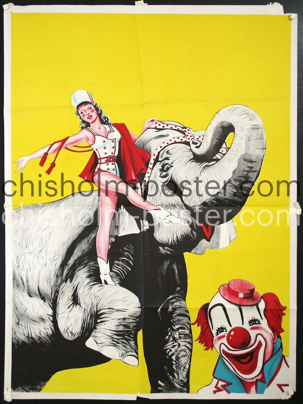 Circus Elephant, Acrobat, and Clown | Original Vintage Poster ...