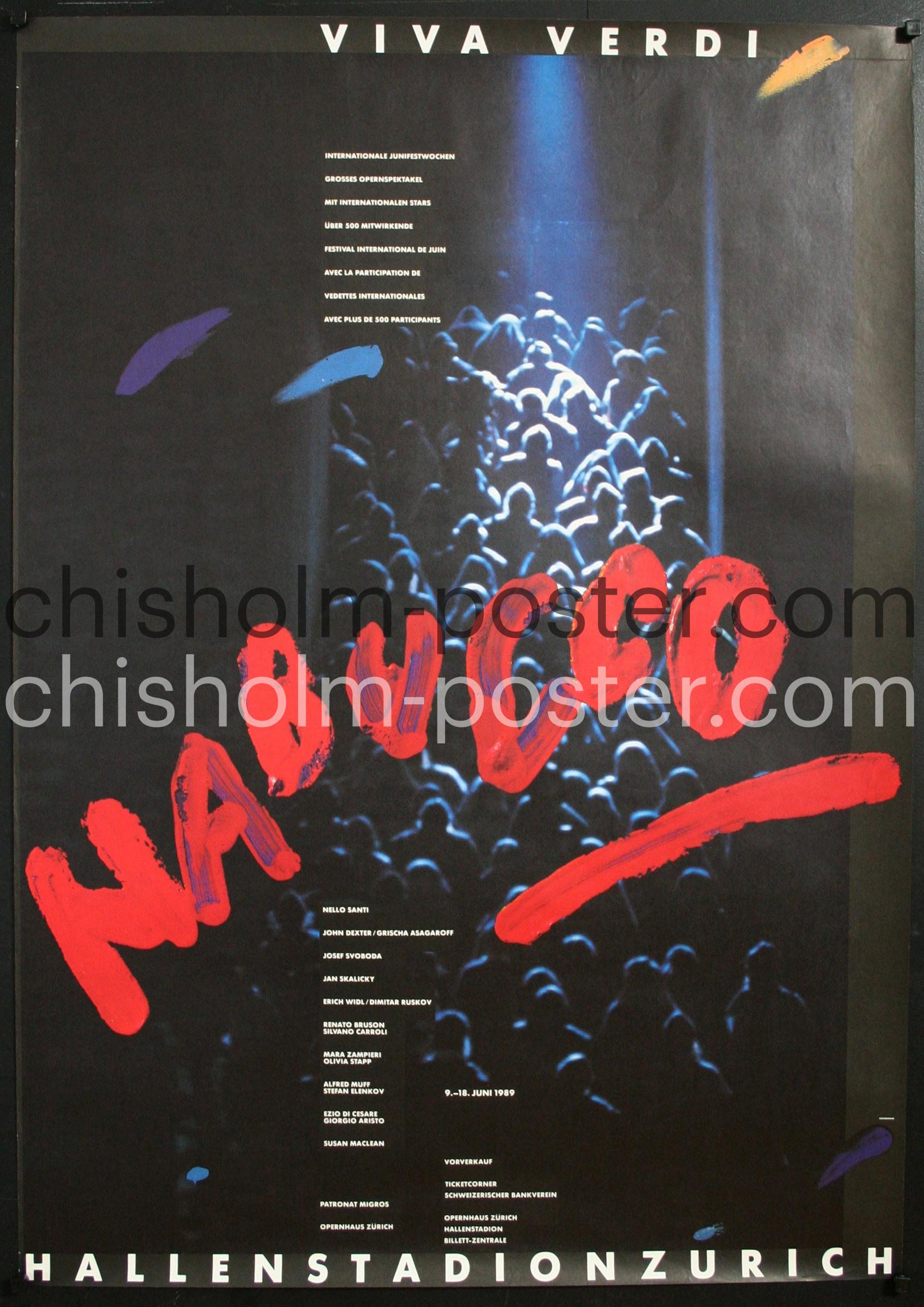 Nabucco, Hallenstadionzurich, Viva Verdi | Original Vintage Poster ...