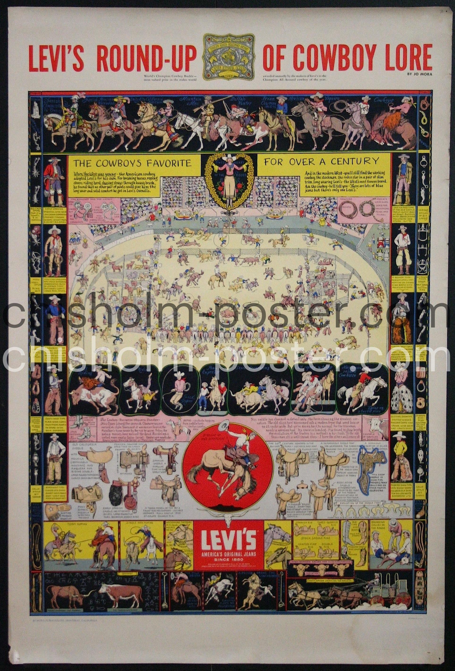 Levi's Round-Up of Cowboy Lore | Original Vintage Poster | Chisholm Larsson Gallery