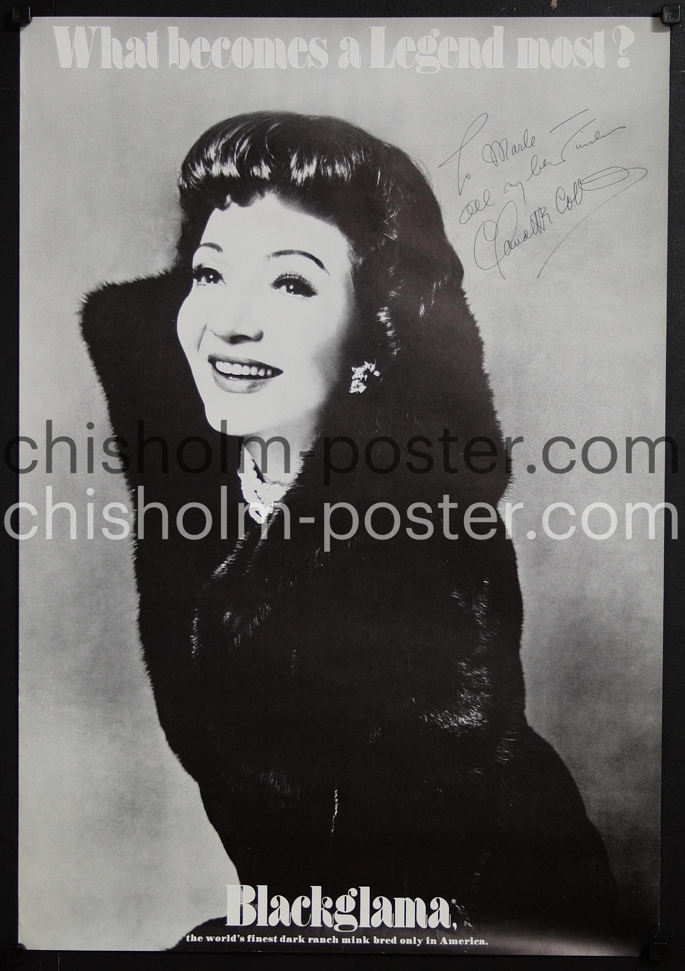 Blackglama - What Becomes a Legend most? - Claudette Colbert (4) - Signed and Dedicated to Marle ...
