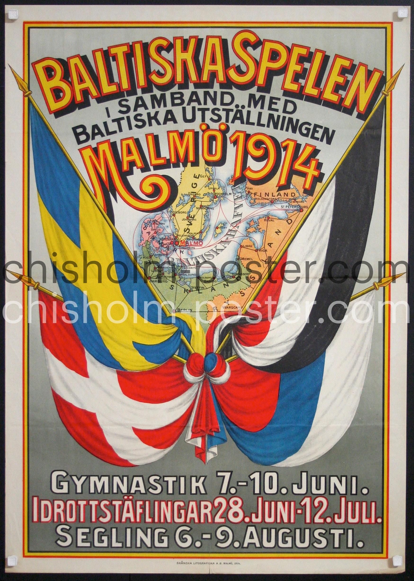 Baltiska Spelen - Malmo 1914 | Original Vintage Poster | Chisholm ...