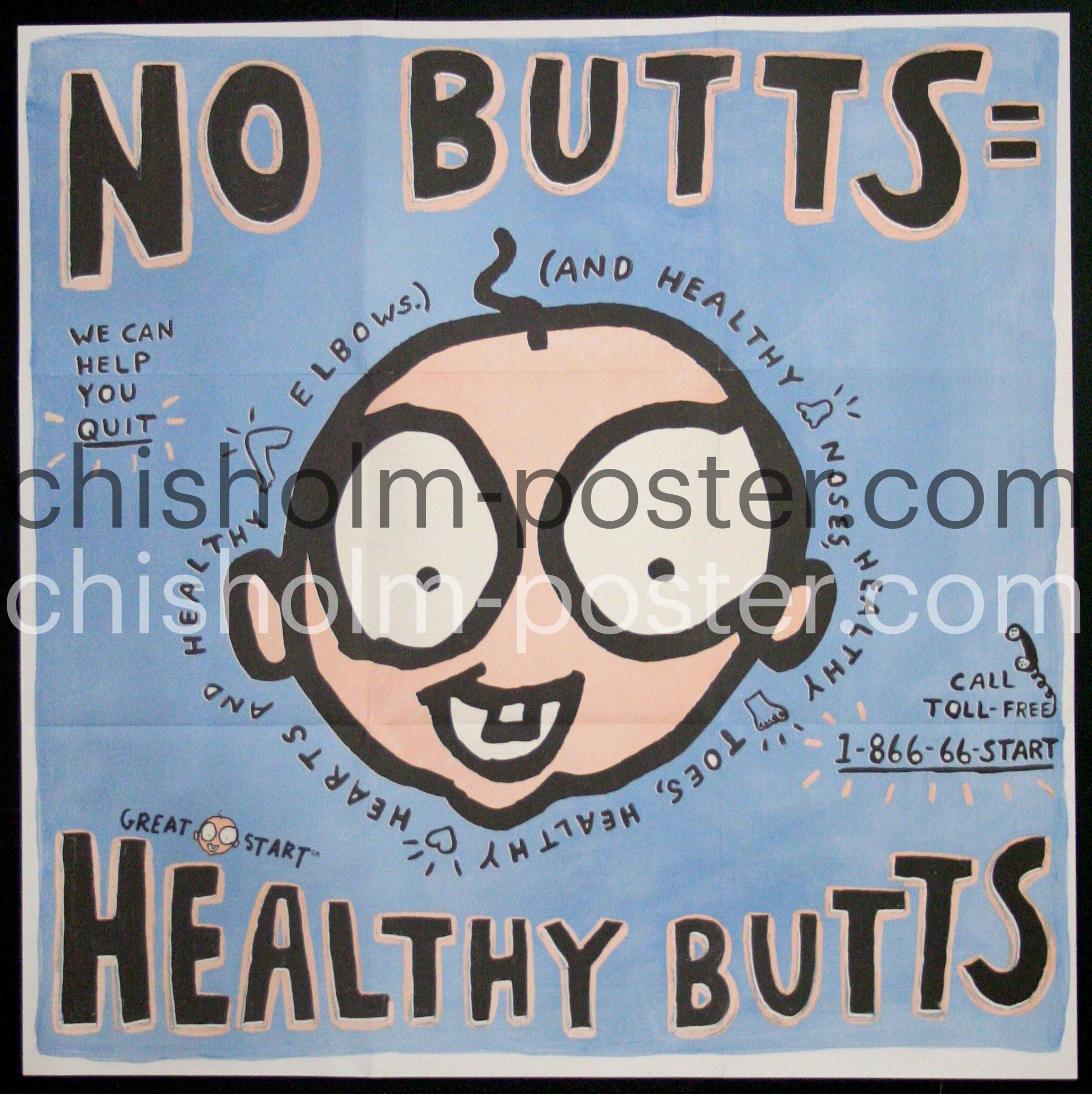 No Butts = Healthy Butts | Original Vintage Poster | Chisholm Larsson ...