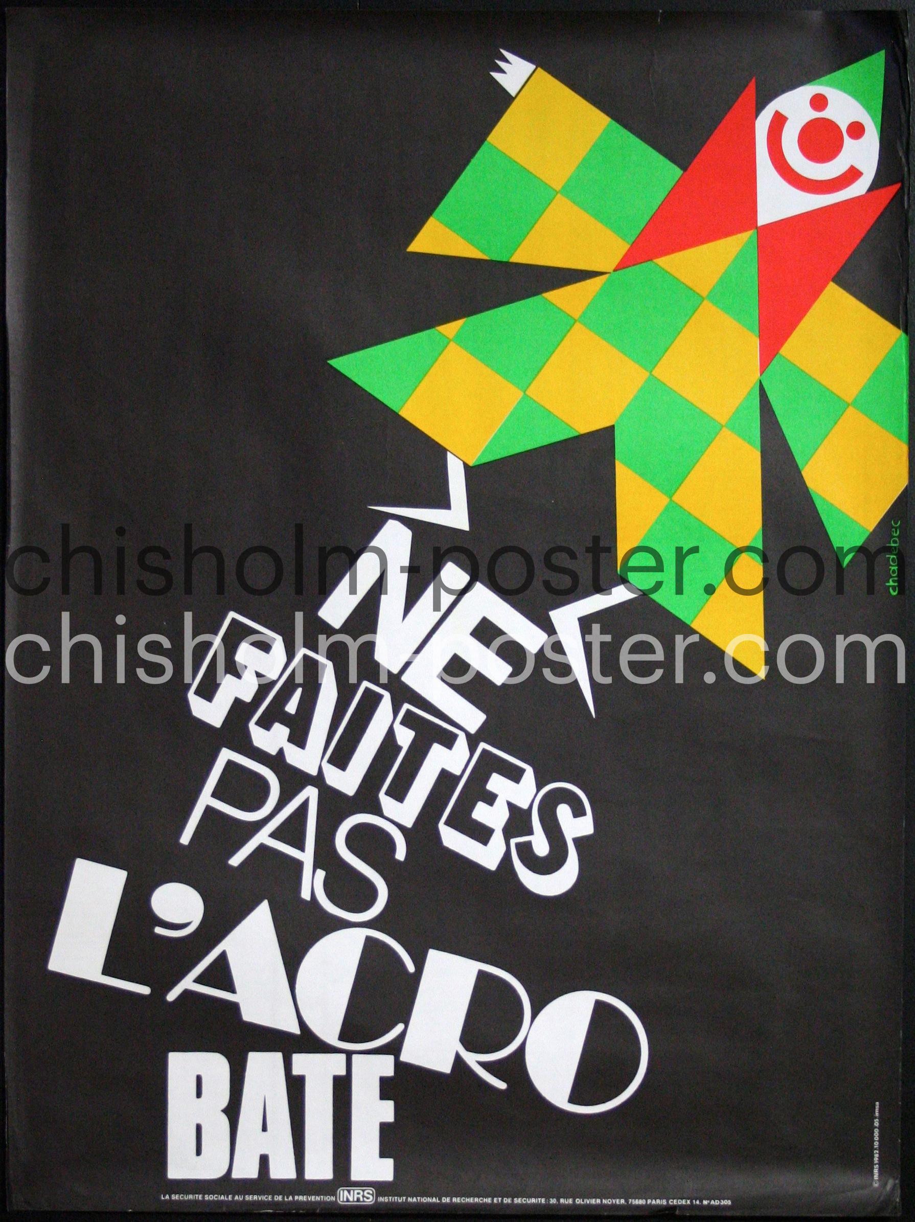 INRS - Ne Faites Pas L'Acrobate | Original Vintage Poster | Chisholm ...