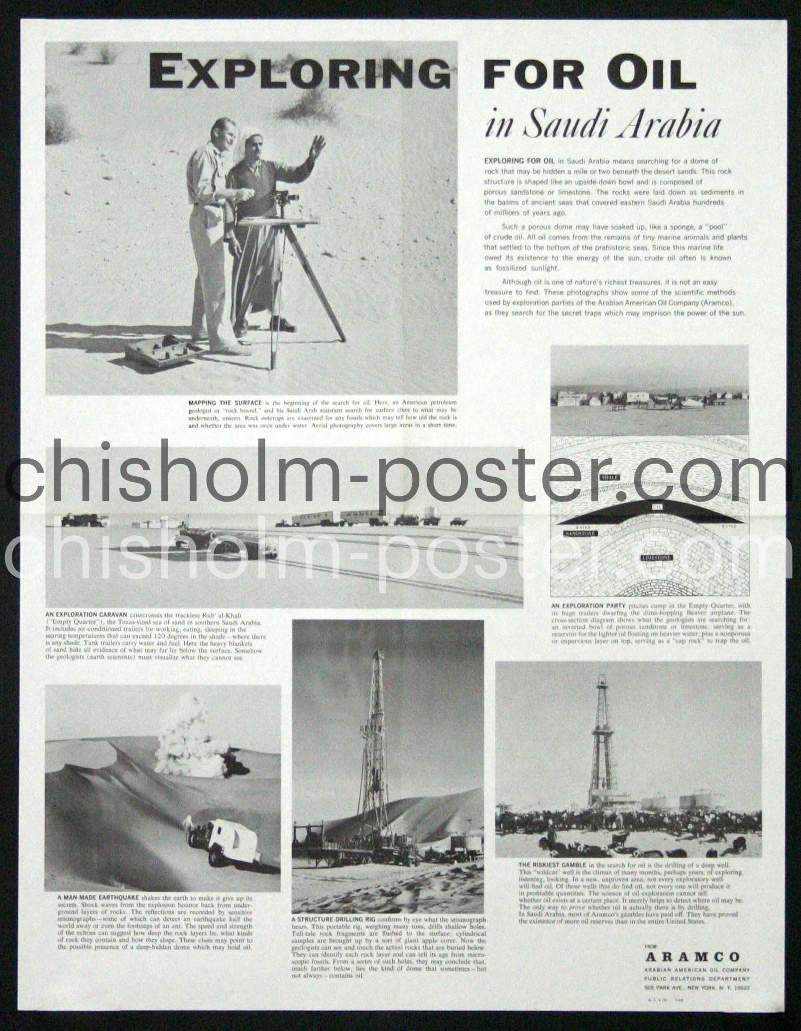 Aramco - Exploring For Oil in Saudi Arabia | Original Vintage Poster ...