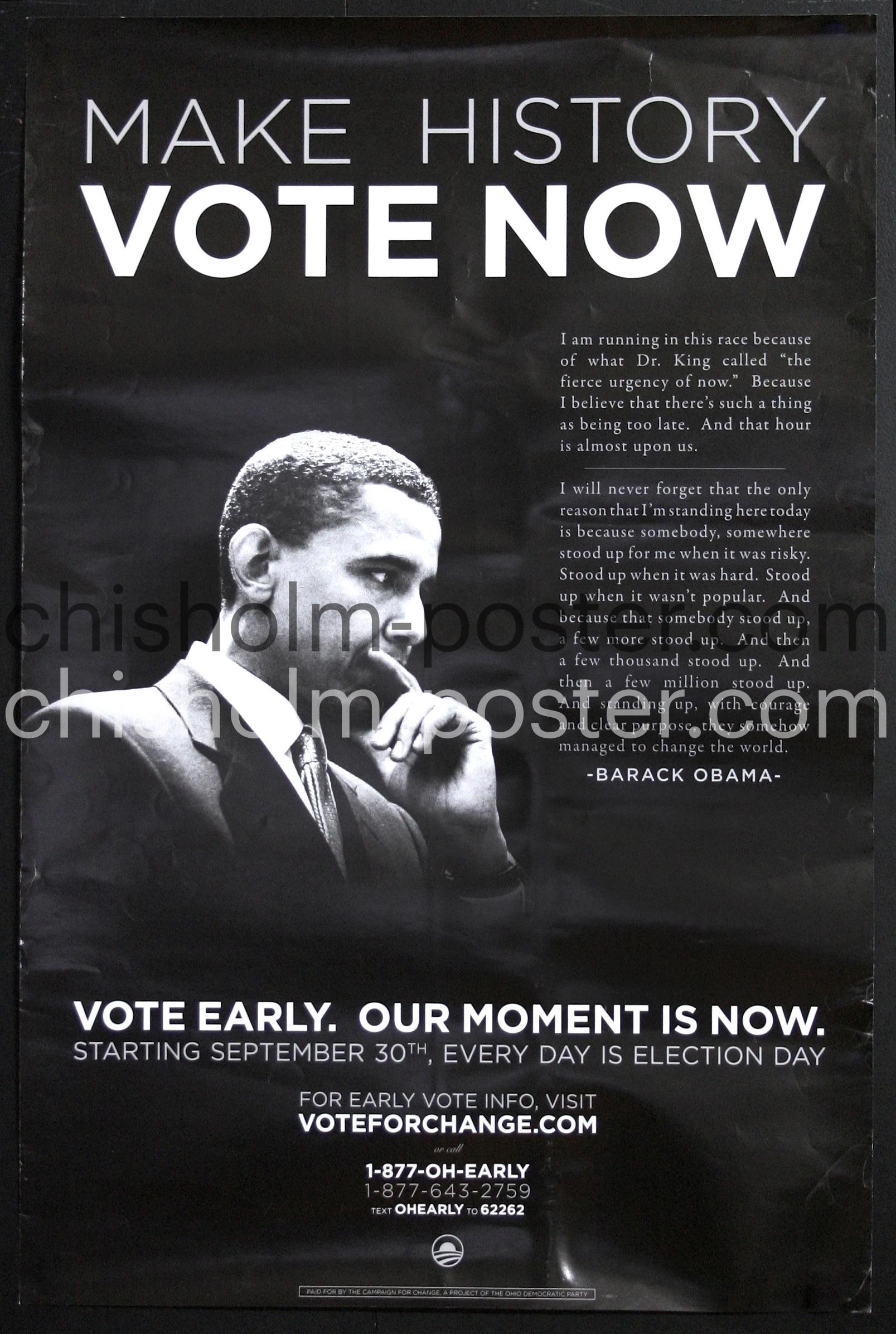 Barack Obama - Make History - Vote Now - | Original Vintage Poster ...