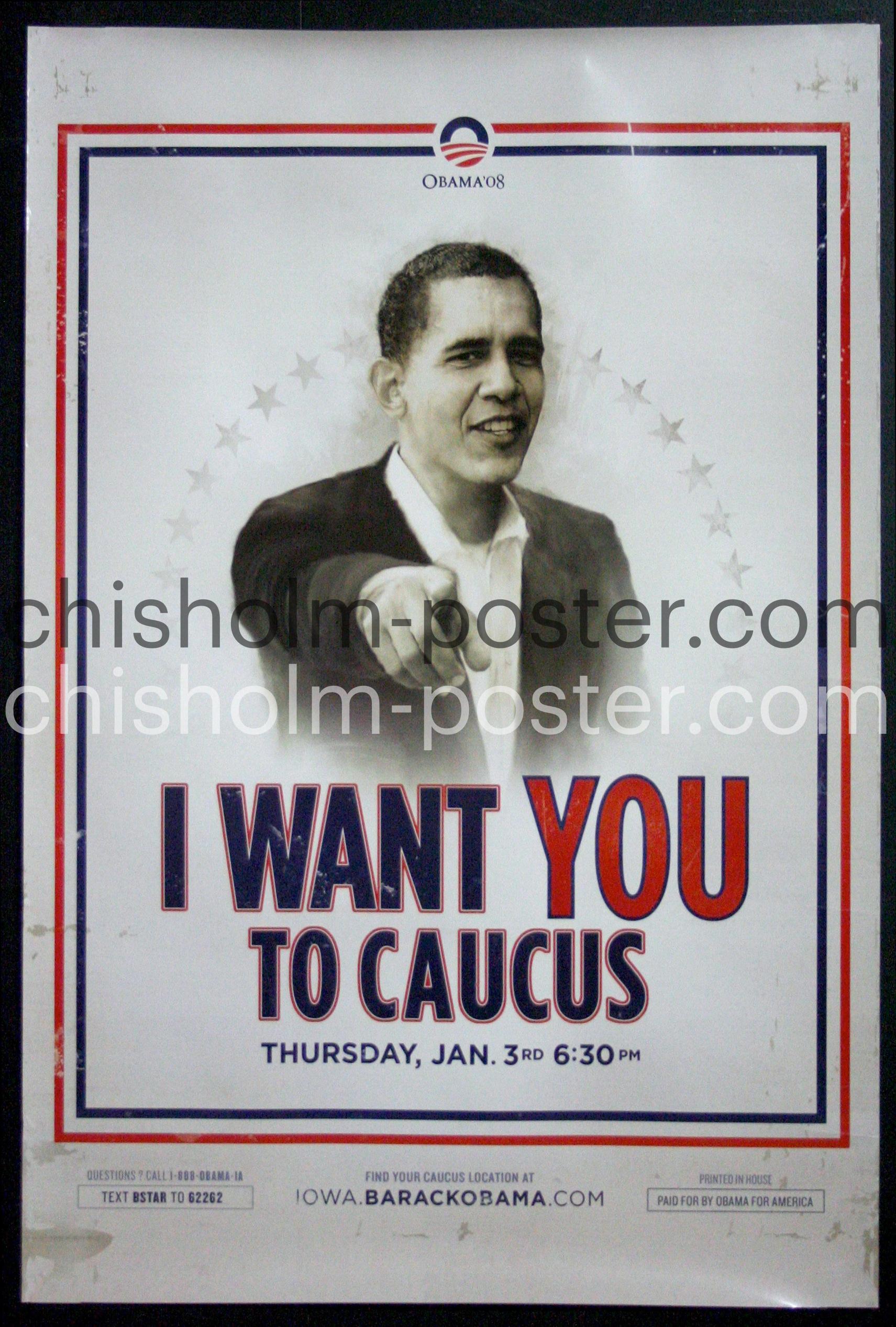 Barack Obama - I Want You To Caucus | Original Vintage Poster ...