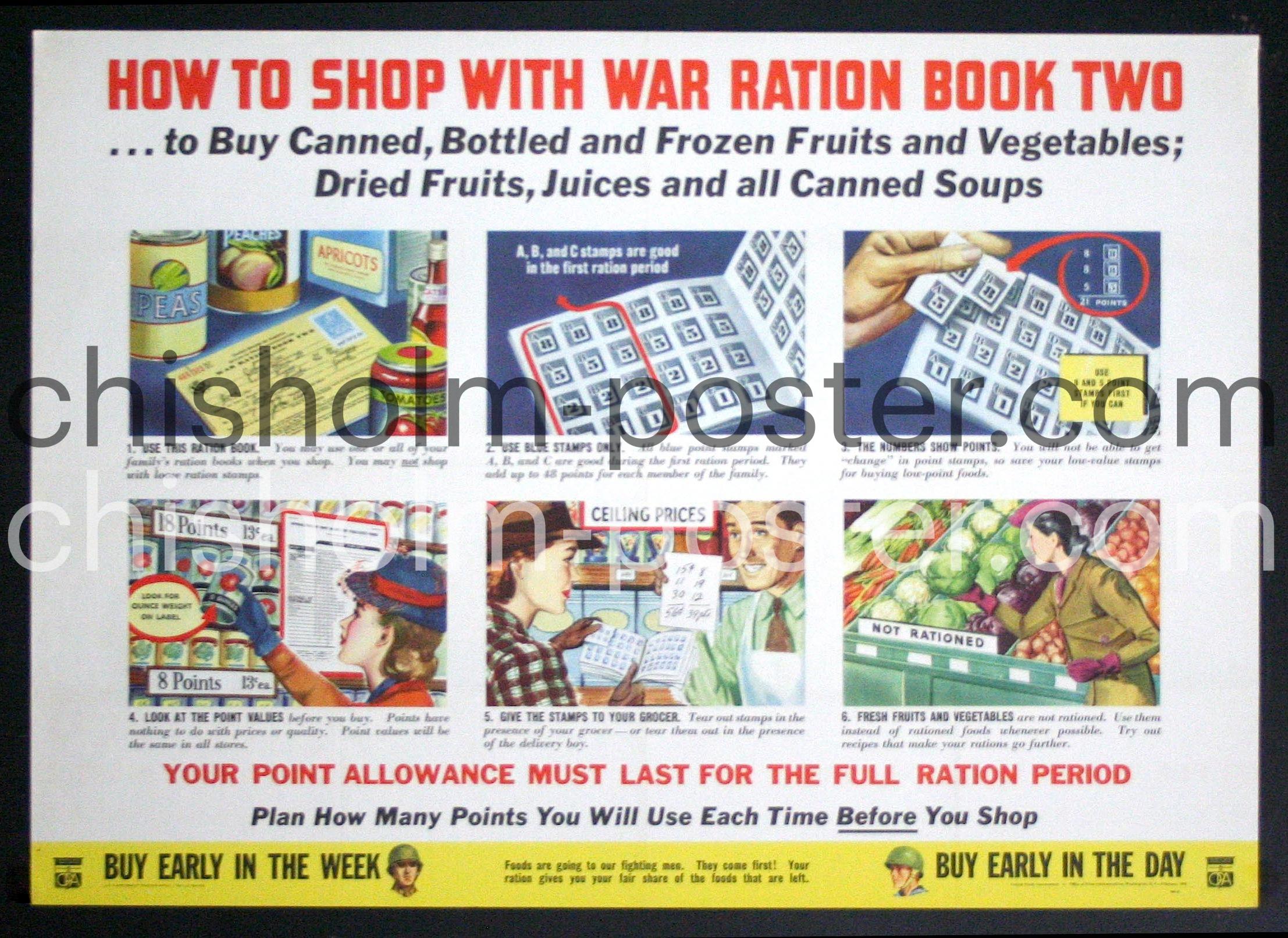 How To Shop With War Ration Book Two | Original Vintage Poster ...