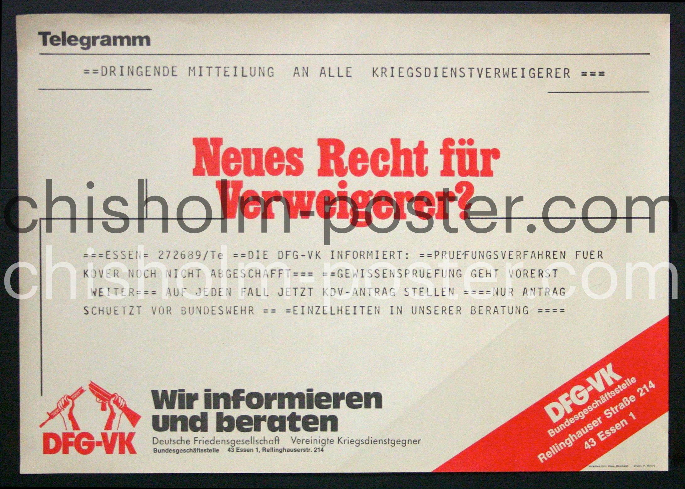 Neues Recht fur Verweigerer? DFG-VK | Original Vintage Poster ...