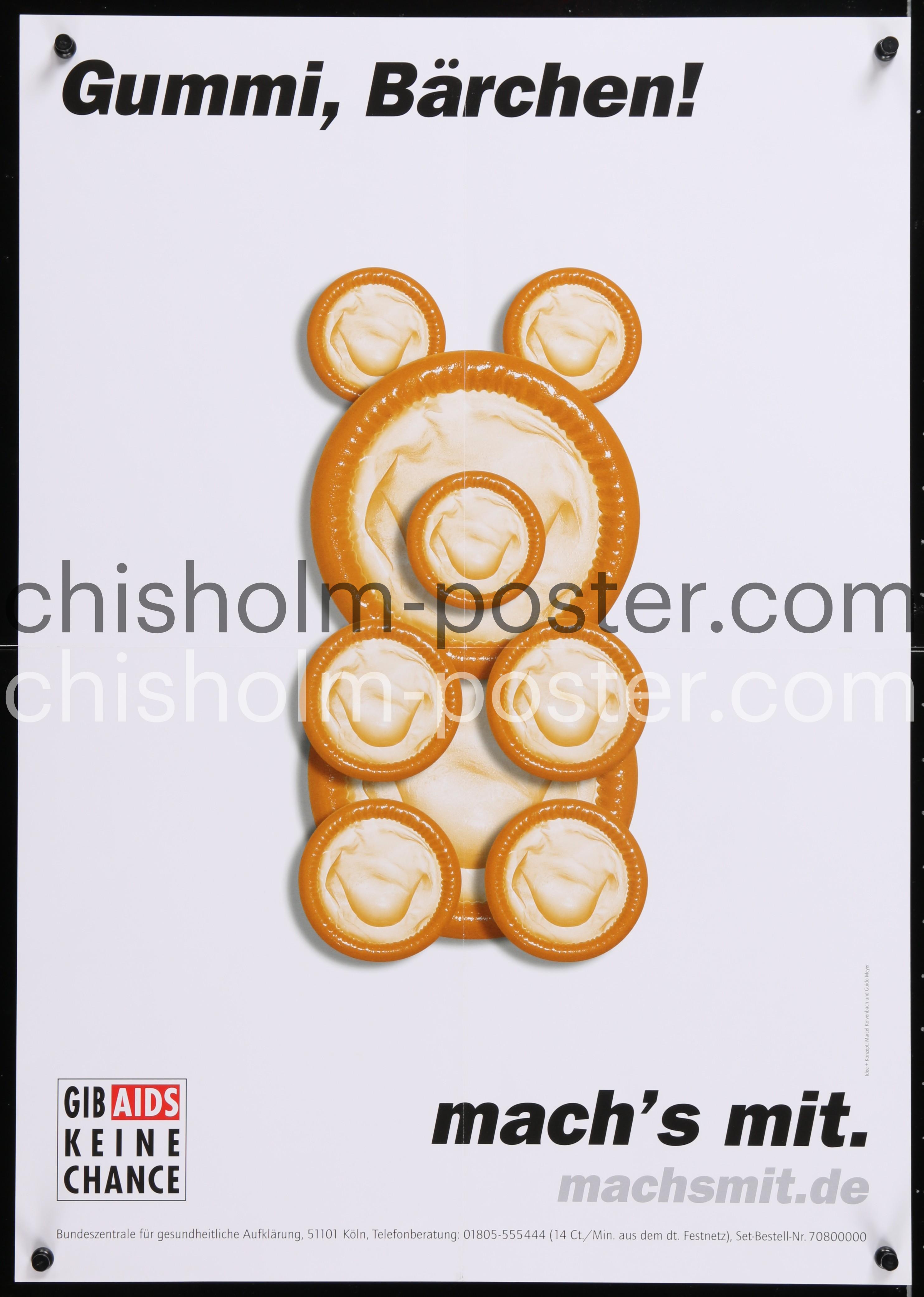 Gib AIDS Keine Chance (8) Gummi, Barchen mach's mit | Original Vintage ...