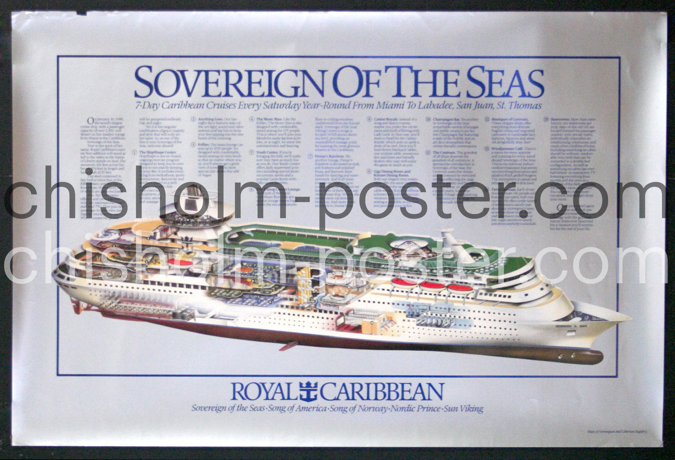 Royal Caribbean - Sovereign of the Seas | Original Vintage Poster ...