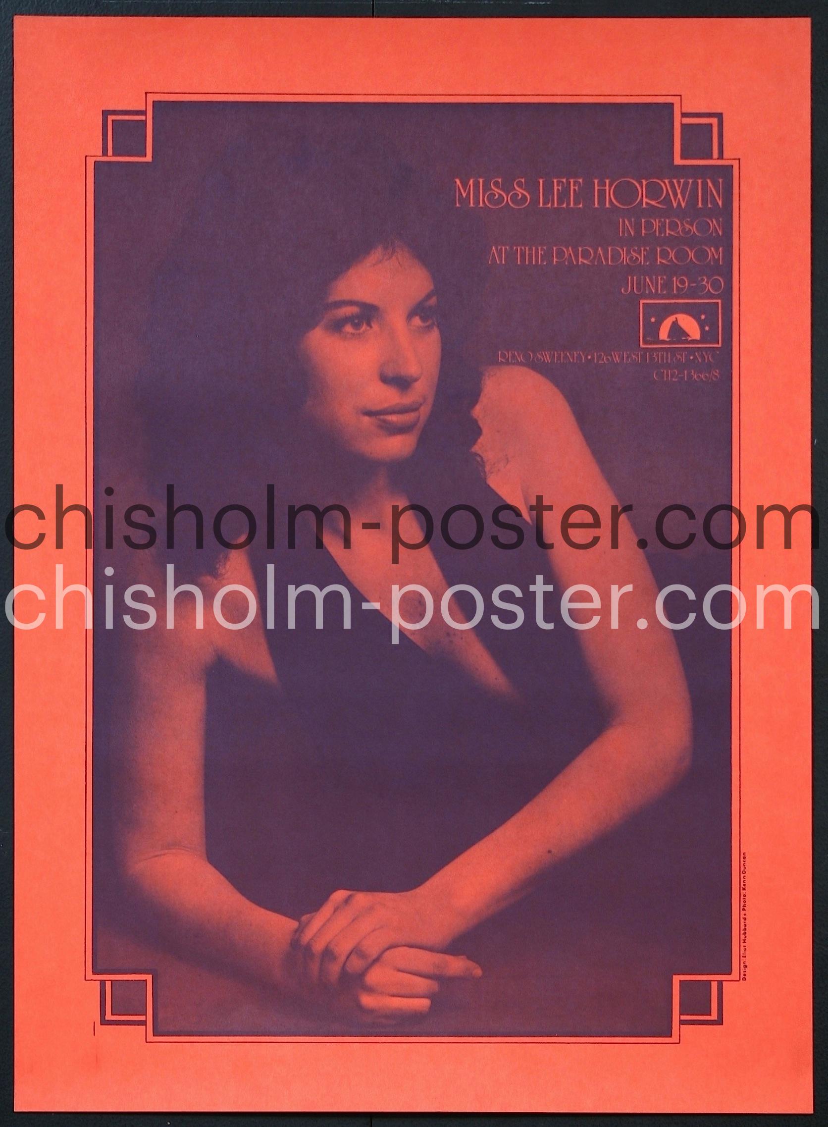 Miss Lee Horwin in Person at the Paradise Room - Reno Sweeney | Original Vintage Poster ...